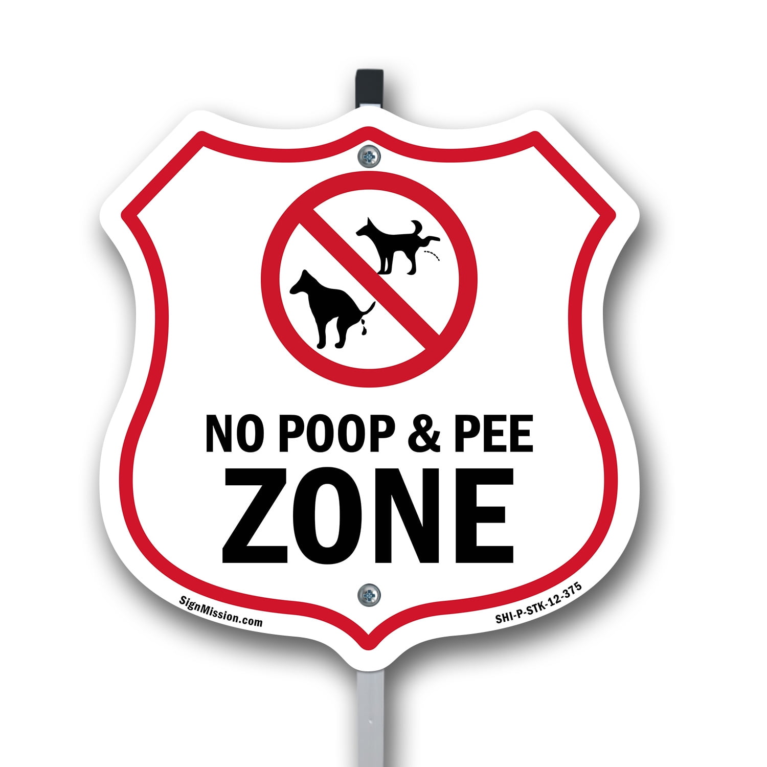 Dog Poop Shield Sign No Poop & Pee Zone 12 inch X 12 inch Shield Shaped ...