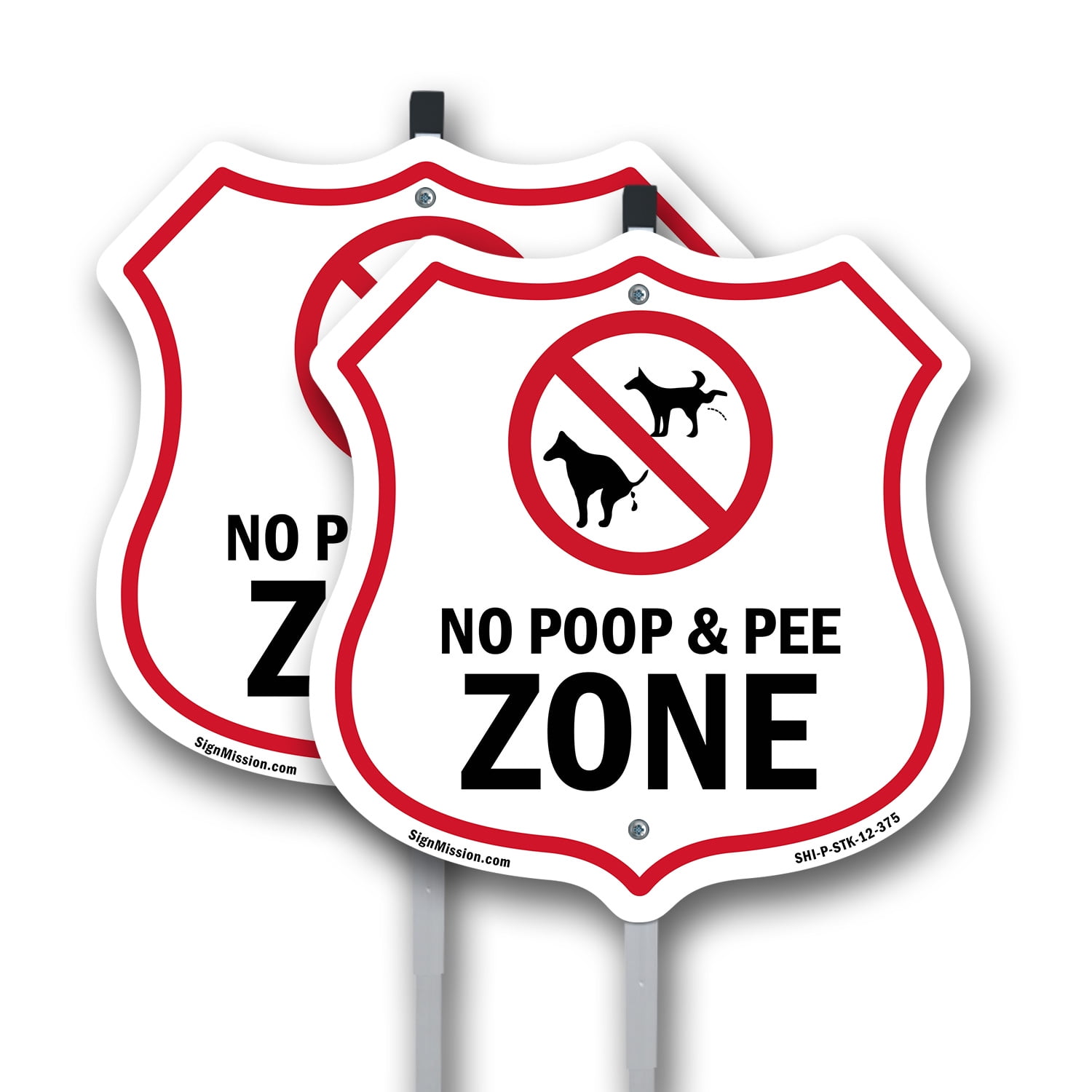 Dog Poop Shield Sign No Poop & Pee Zone (2 Pack) 12 inch X 12 inch ...