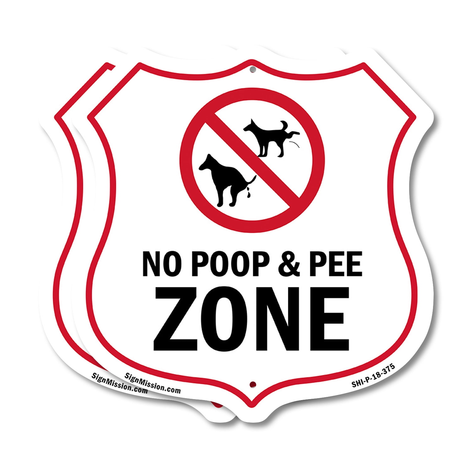 Dog Poop Shield Sign No Poop & Pee Zone (2 Pack) 18 inch X 18 inch ...