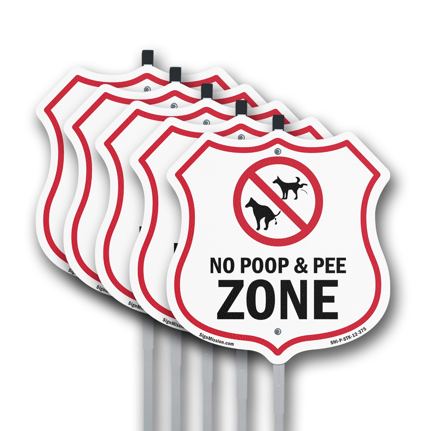 Dog Poop Shield Sign No Poop & Pee Zone (5 Pack) 12 inch X 12 inch ...