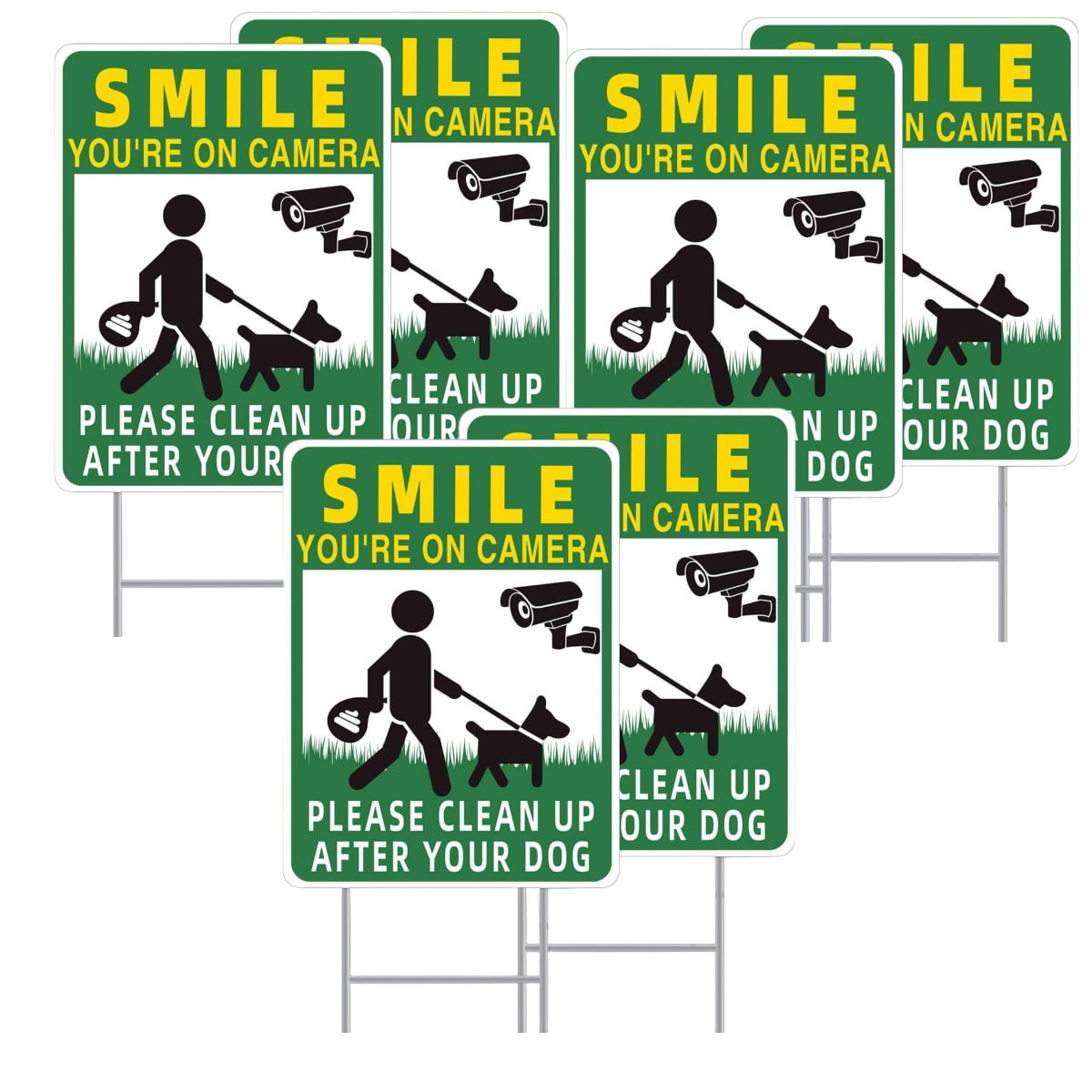 Dog Poop Sign , Double-Sided H-Stake Metal Stakes Smile Your on Camera ...