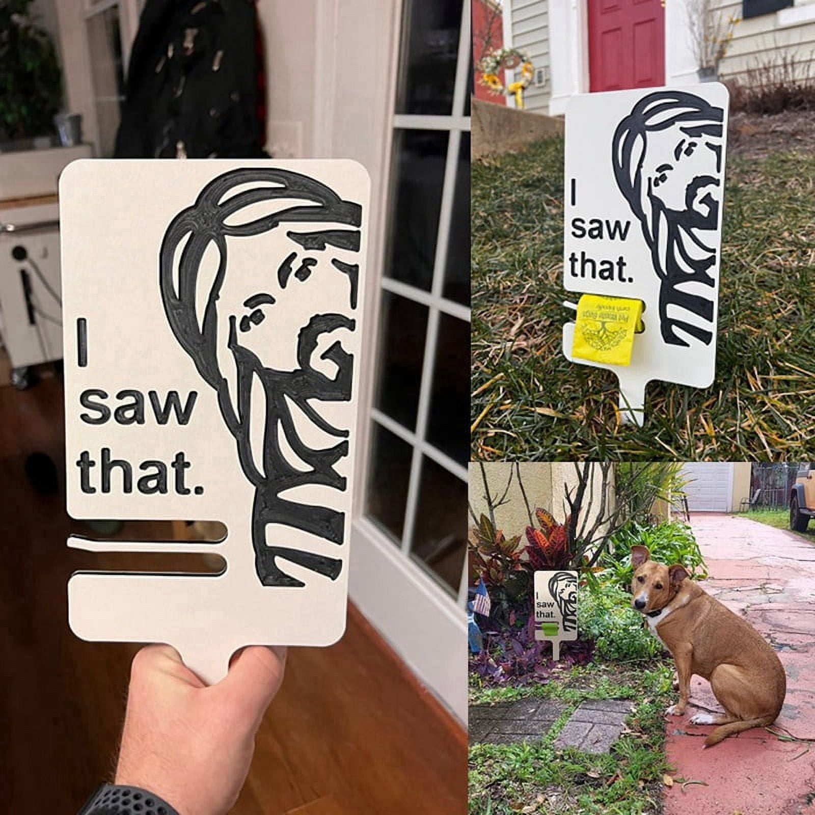 Dog Poop Sign with Bag Holder, Dog Lawn Sign, Please Clean Up After ...