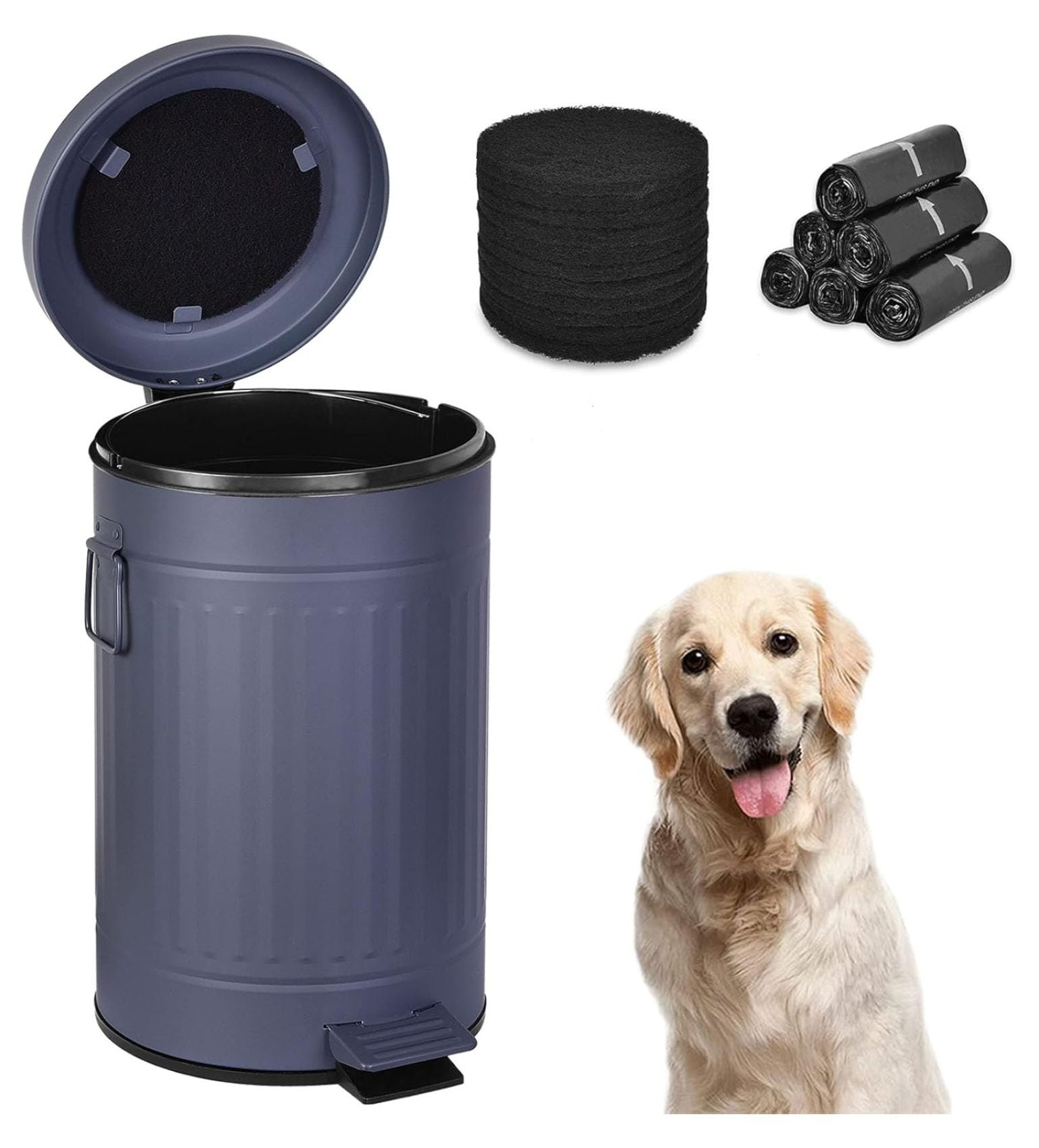 Dog Poop Trash Can with Lid for Outdoors，3.2 Gallon Trash Can with ...
