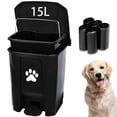 Dog Poop Trash Can Outdoors Pet Waste Station with Lid, 15L, Pedal ...