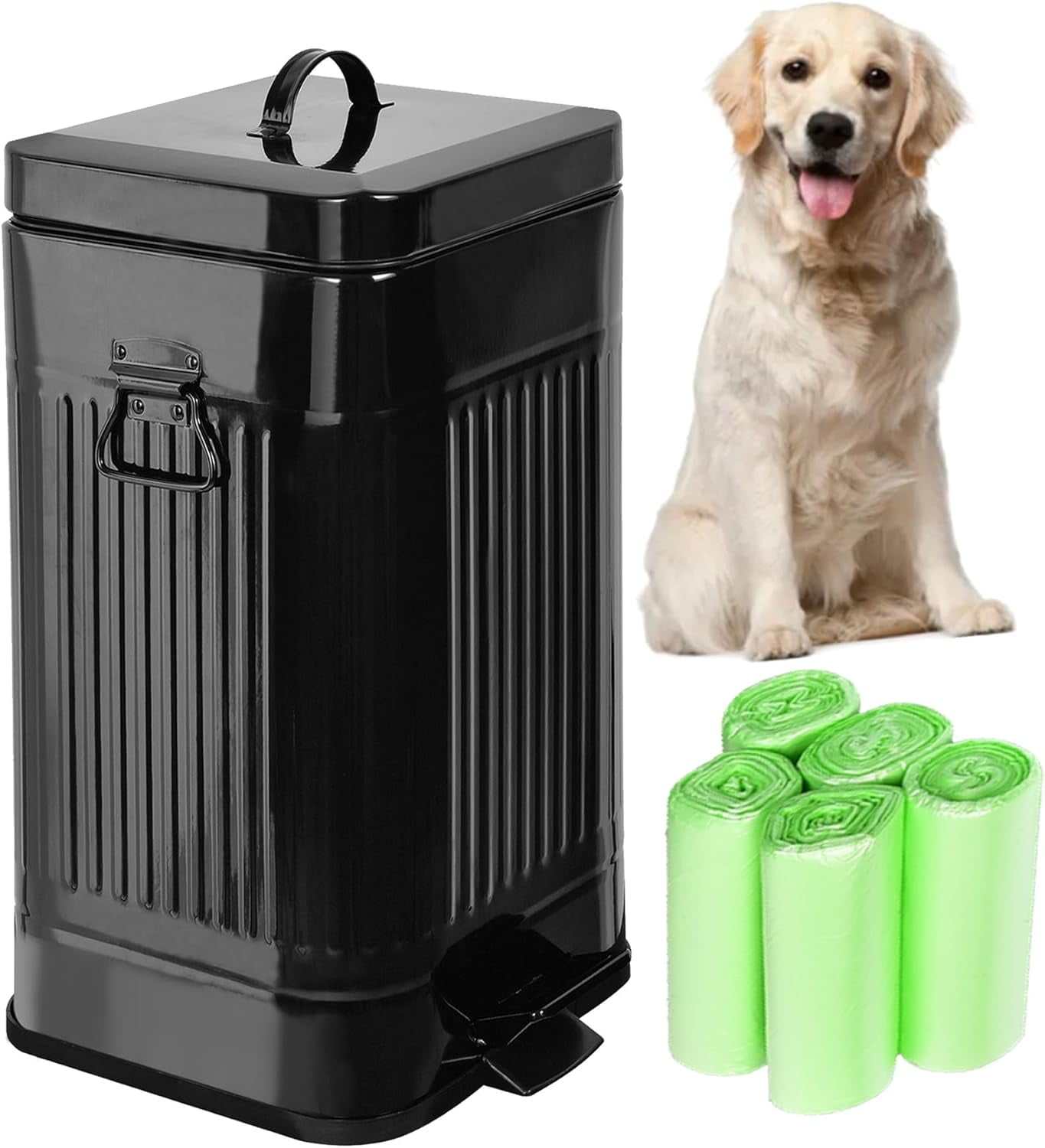Dog Poop Trash Can Outdoors Vintage Pet Waste Station with Lid Dog ...