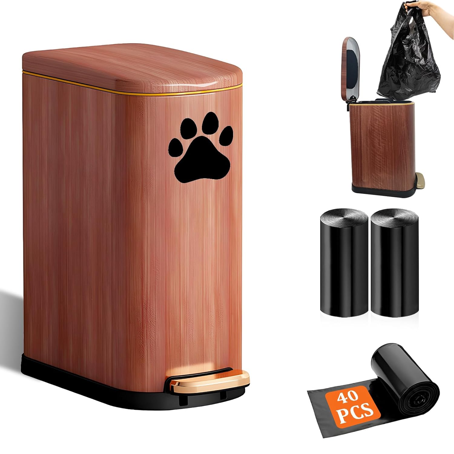 Dog Poop Trash Can Outside, 10L/2.6Gal Metal Outdoor Trash Can with Lid ...