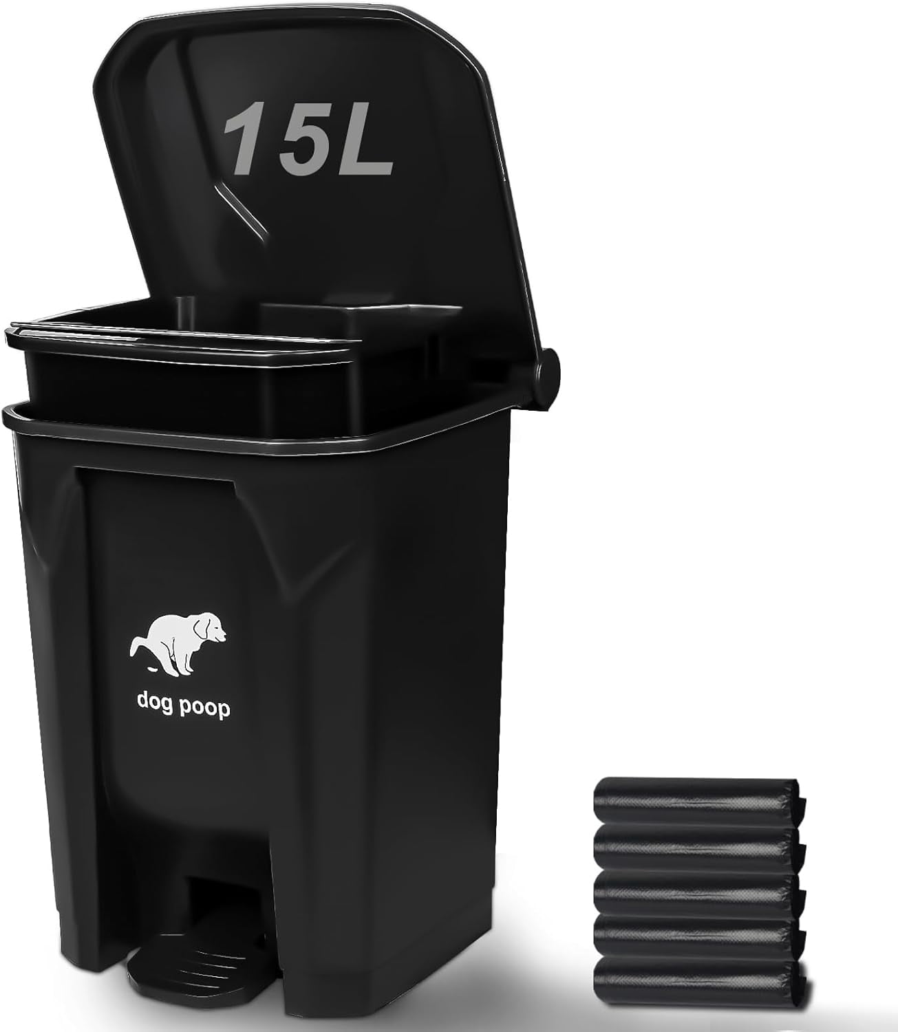 Dog Poop Trash Can Outside, 15L/4Gallon Pedal and Removable Inner Waste ...