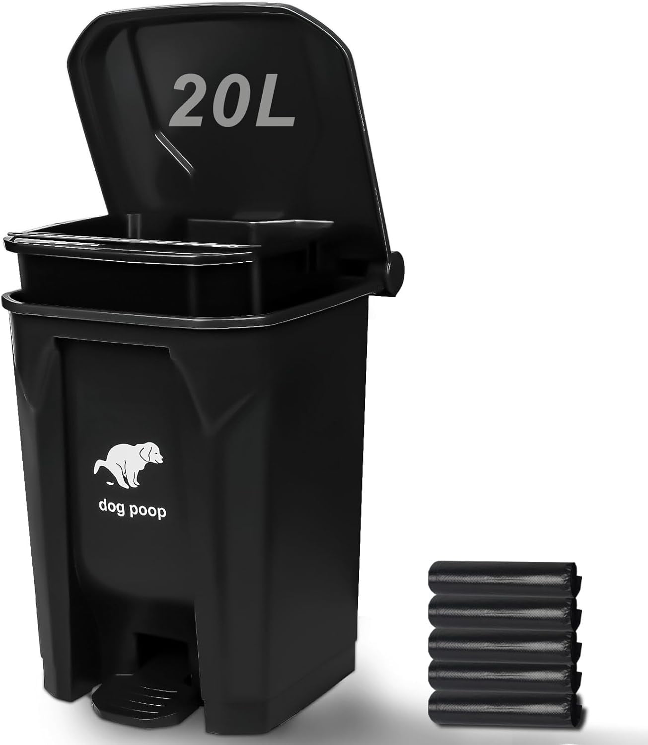 Dog Poop Trash Can Outside, 20L/5Gallon Pedal and Removable Inner Waste ...