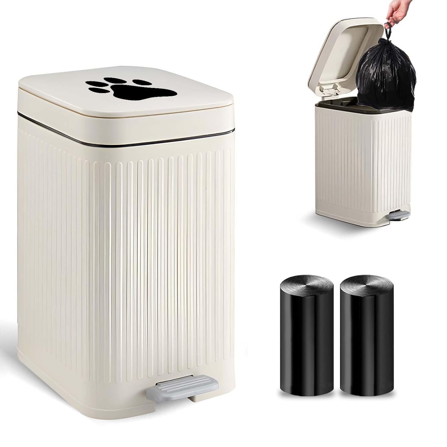 Dog Poop Trash Can Outside, 5L/1.3 Gal Dog Poop Bucket with Lid, Foot ...