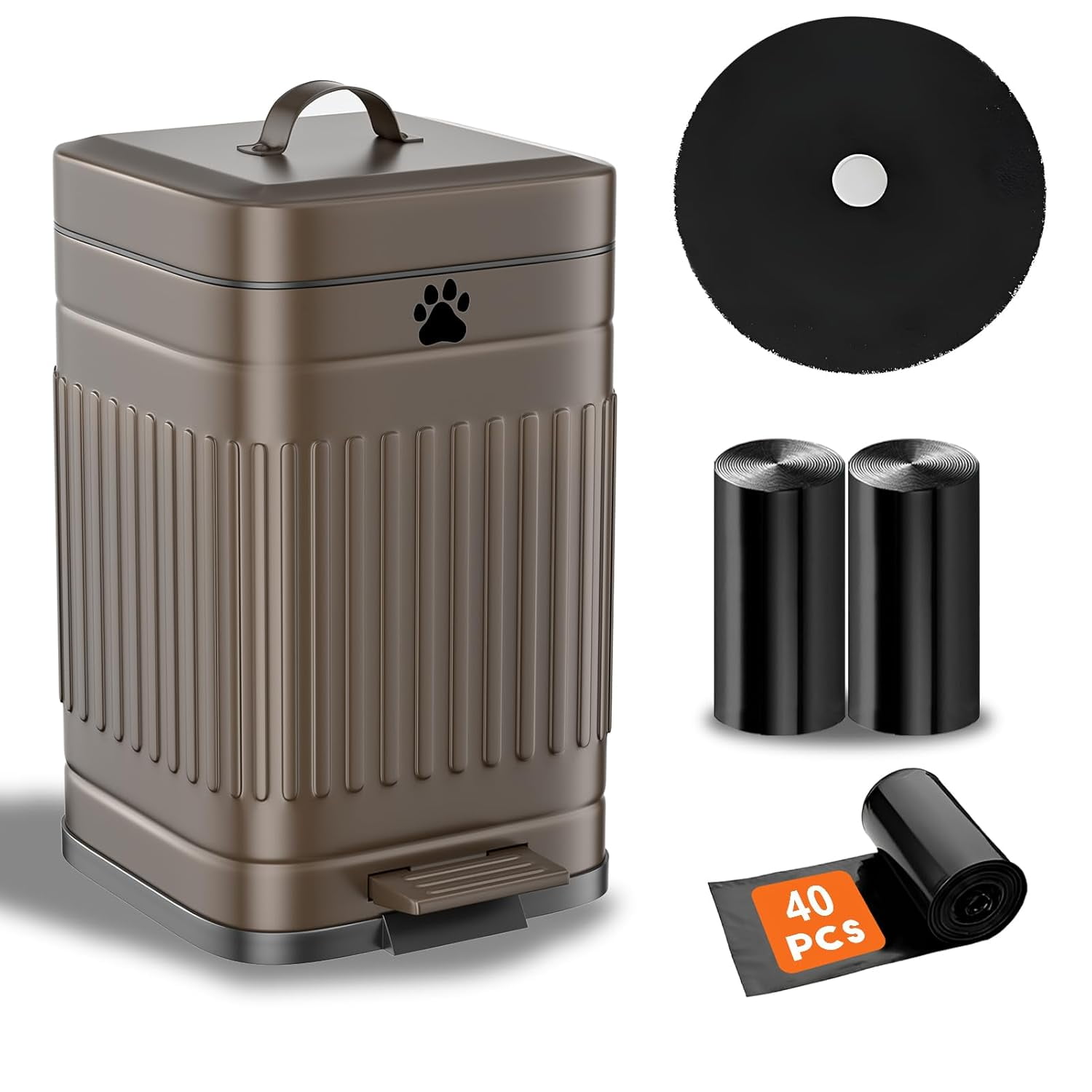 Dog Poop Trash Can Outside, 5L/1.3Gal Metal Dog Waste Trash Can with ...