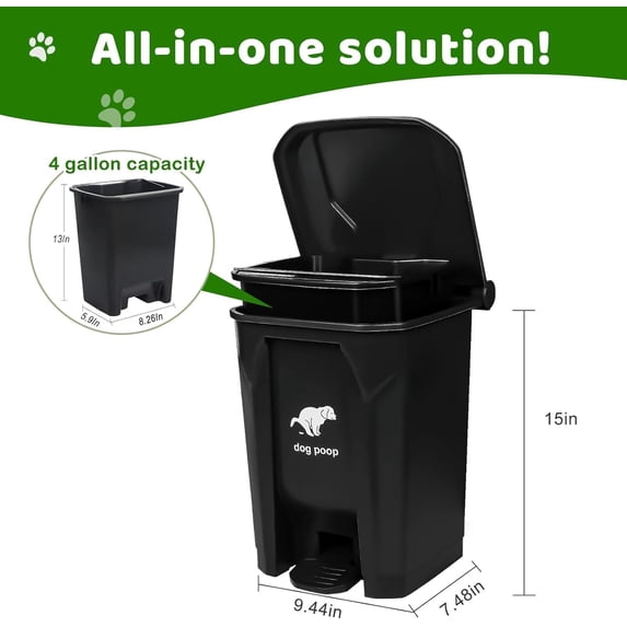 Dog Poop Trash Can Outside, Fully Assembled Dog Waste Trash Can with ...