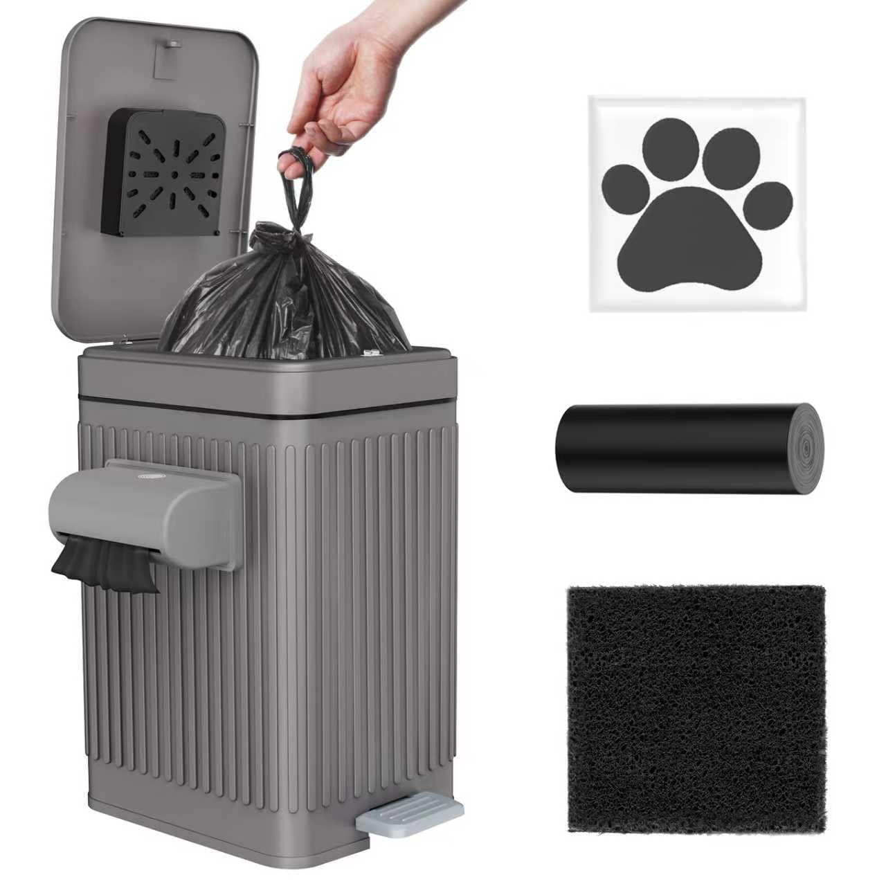Dog Poop Trash Can for Outside & Indoor, 5L/1.3Gal Small Pet Waste Bin ...