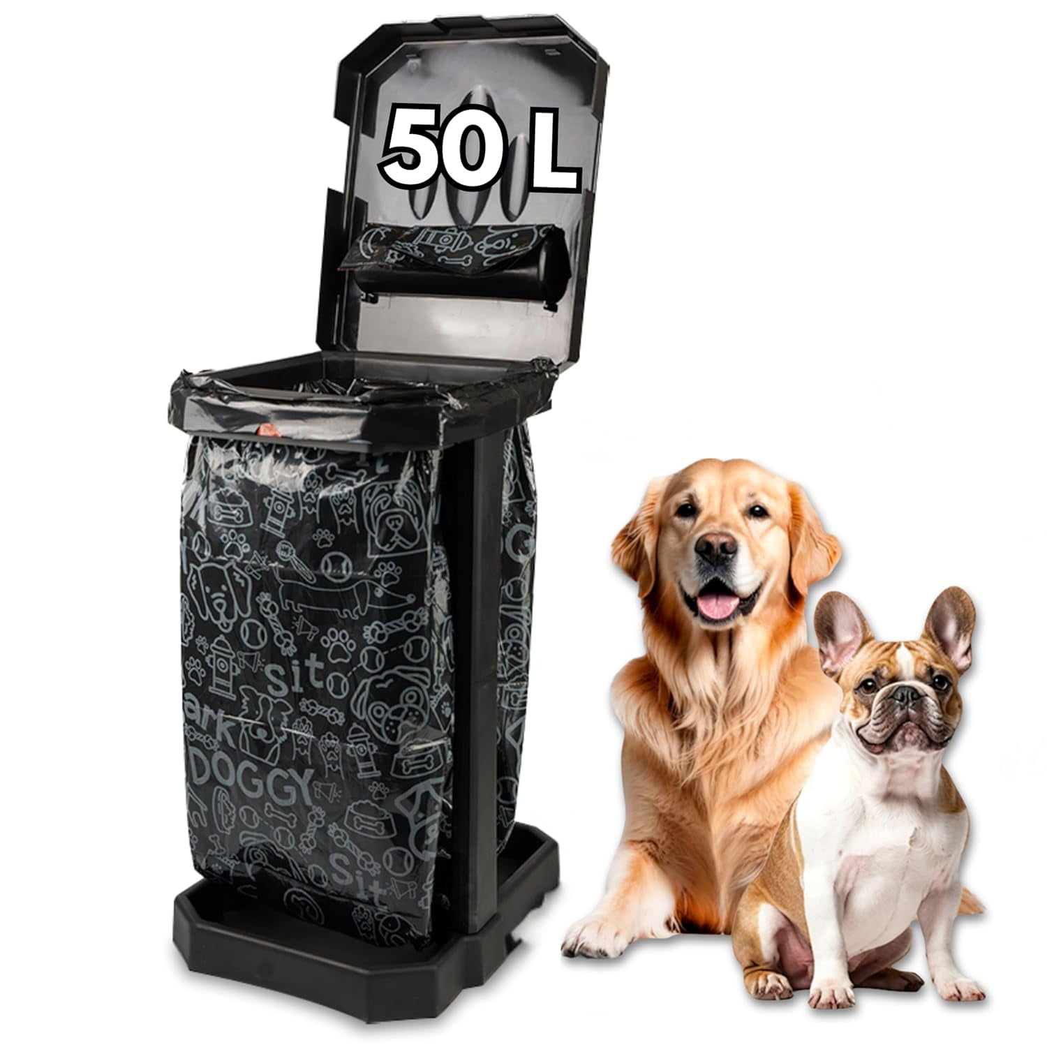 Dog Poop Trash Can Outside Use - 50L/ Outdoor Dog Waste Container with ...