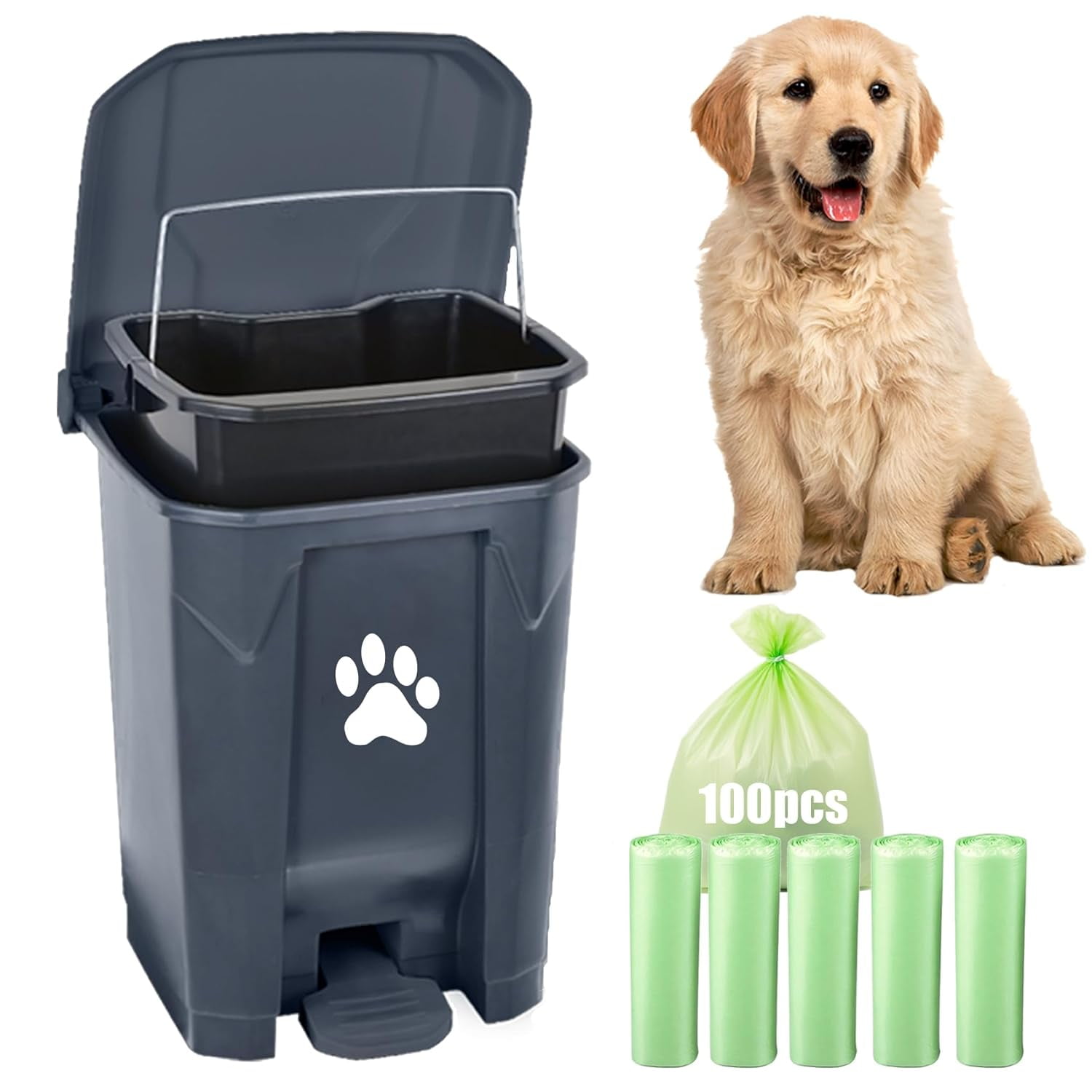 Dog Poop Trash Can for Outdoors, Dog Waste Trash Can for Yard Garden ...