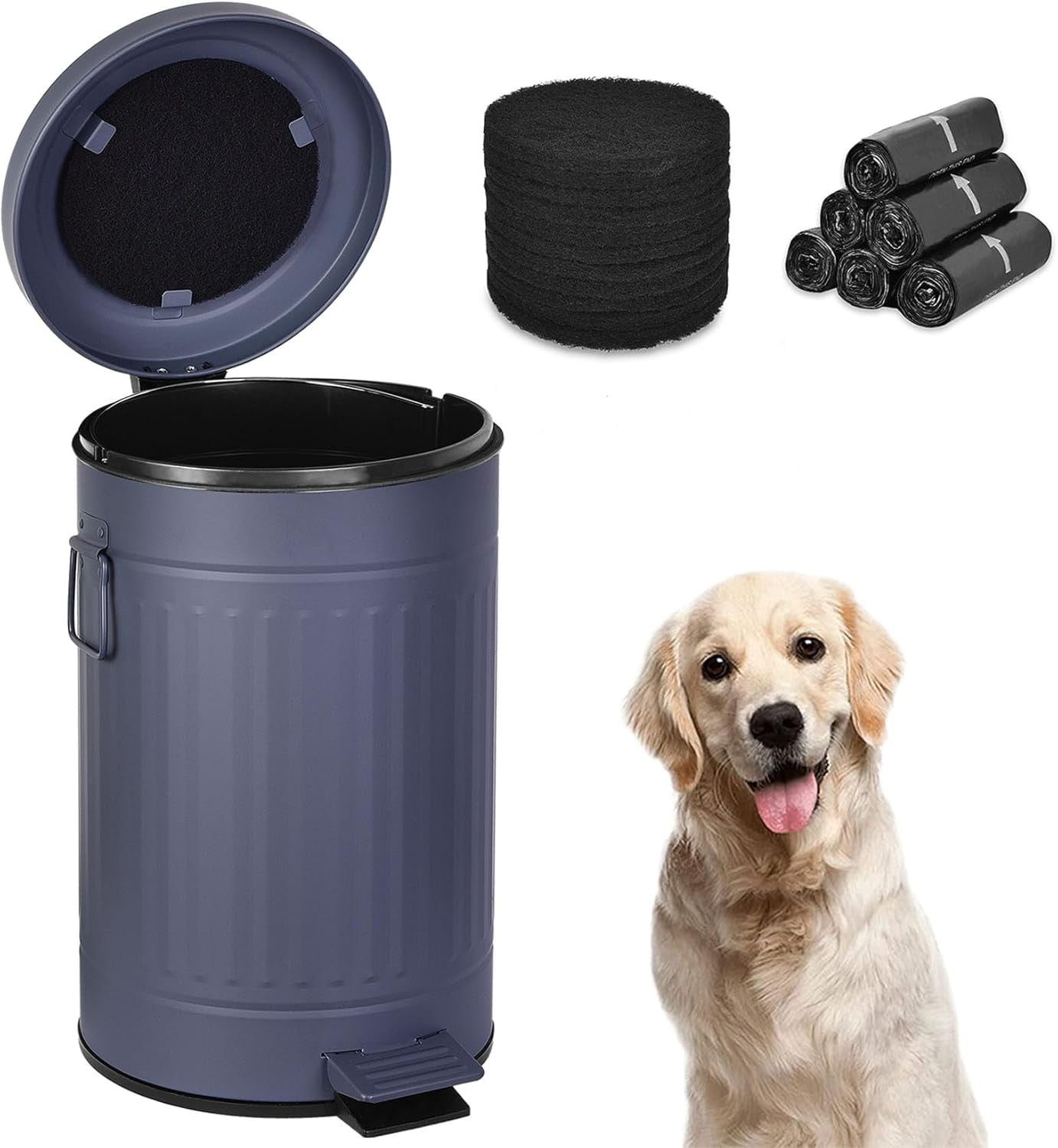 Dog Poop Trash Can with Lid for Outdoors，3.2 Gallon Trash Can with ...