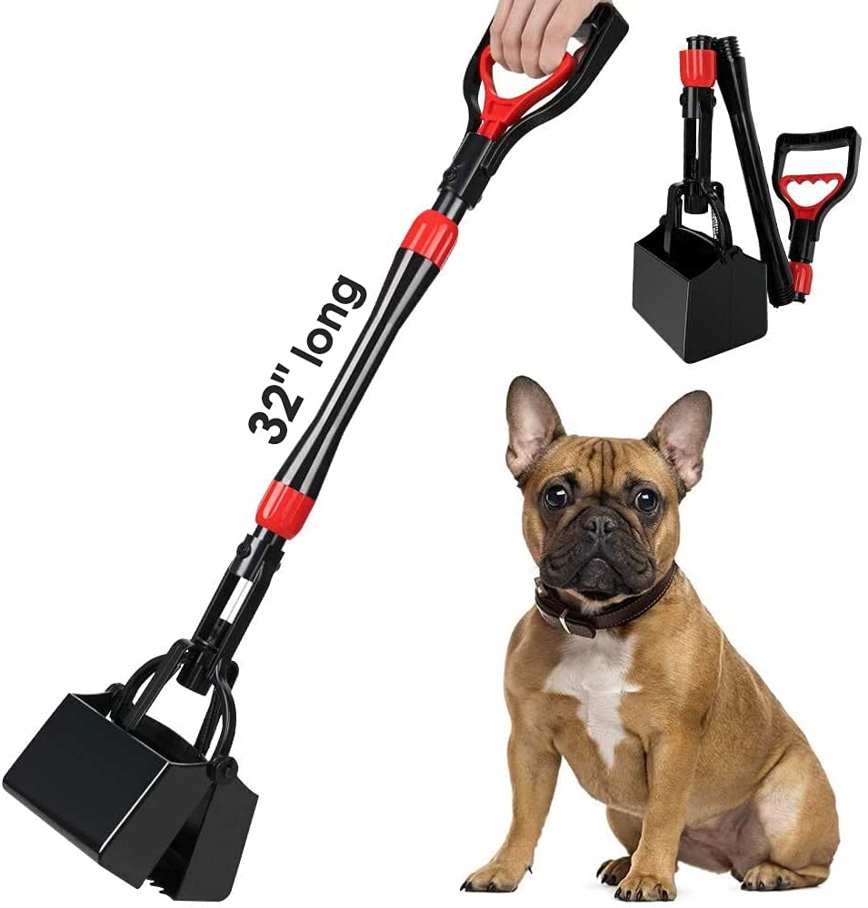 Dog Pooper Scooper, 32'' Long Handle Foldable Pet Pooper Scooper Flat ...