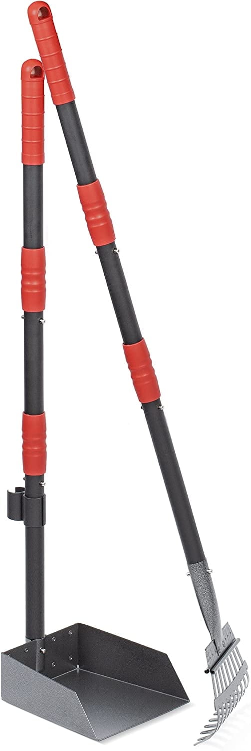 Metal Yard Dog Pooper Scooper, Portable Outdoor Poop Tray and Rake Set ...