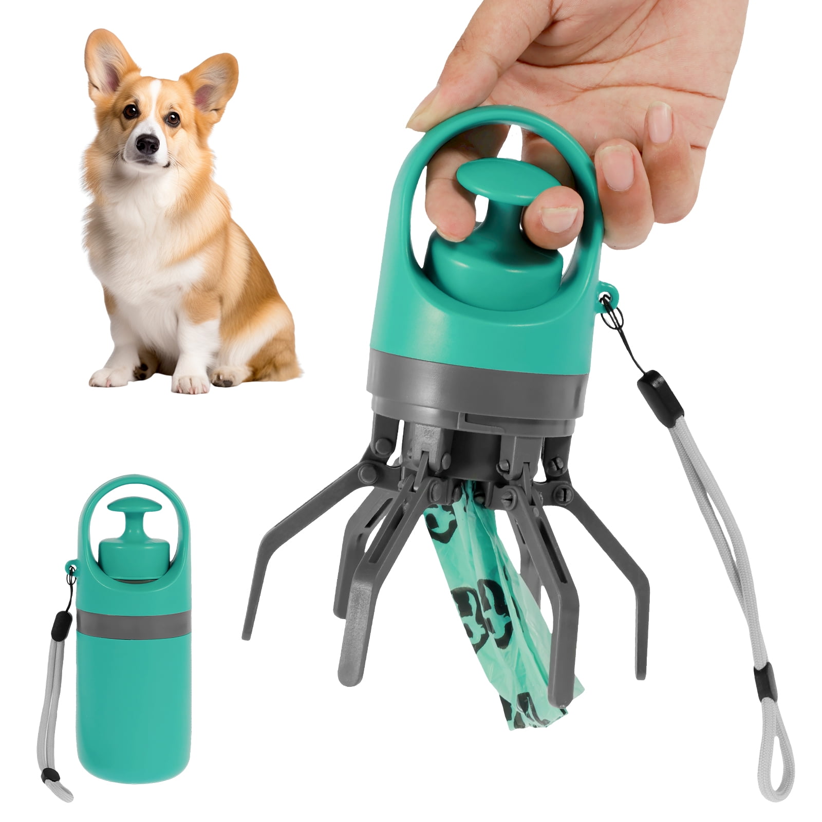 Dog Pooper Scooper Portable Claw Poop Scooper with Built-In Poop Bag ...