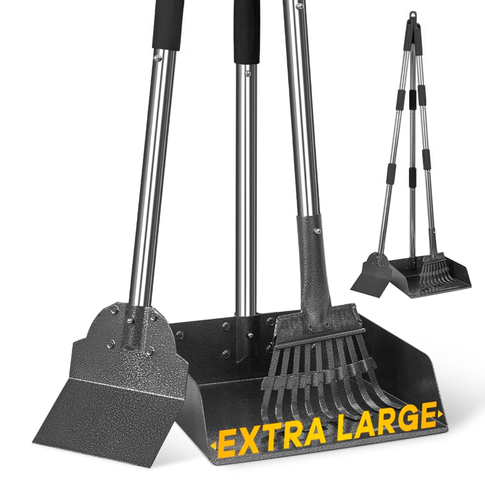 Dog Pooper Scooper, Upgraded Adjustable Long Handle Metal Pooper ...