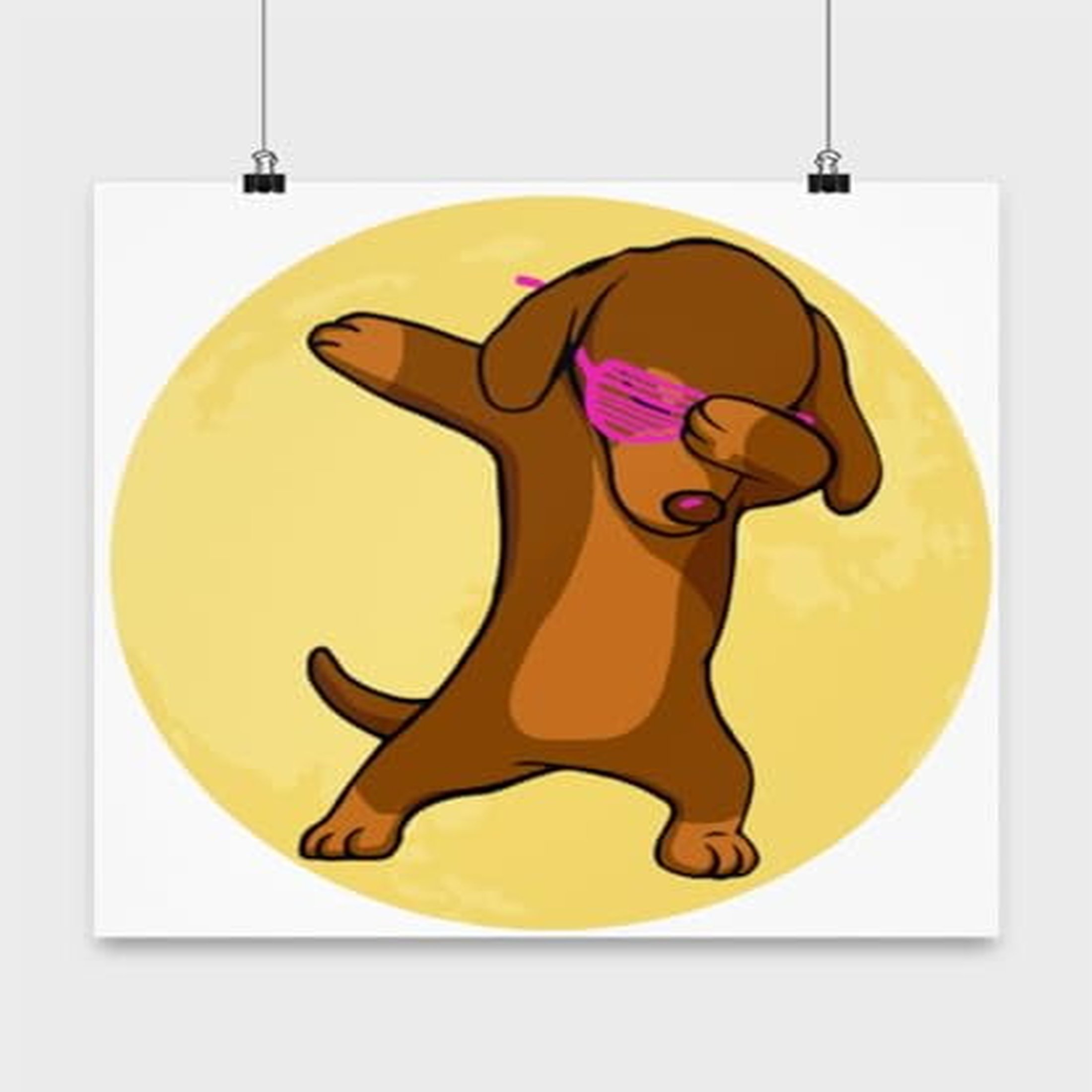 Dog Poster, Dachshunds Dabbing Glasses, Cute Puppy Wall Art Gift, White ...