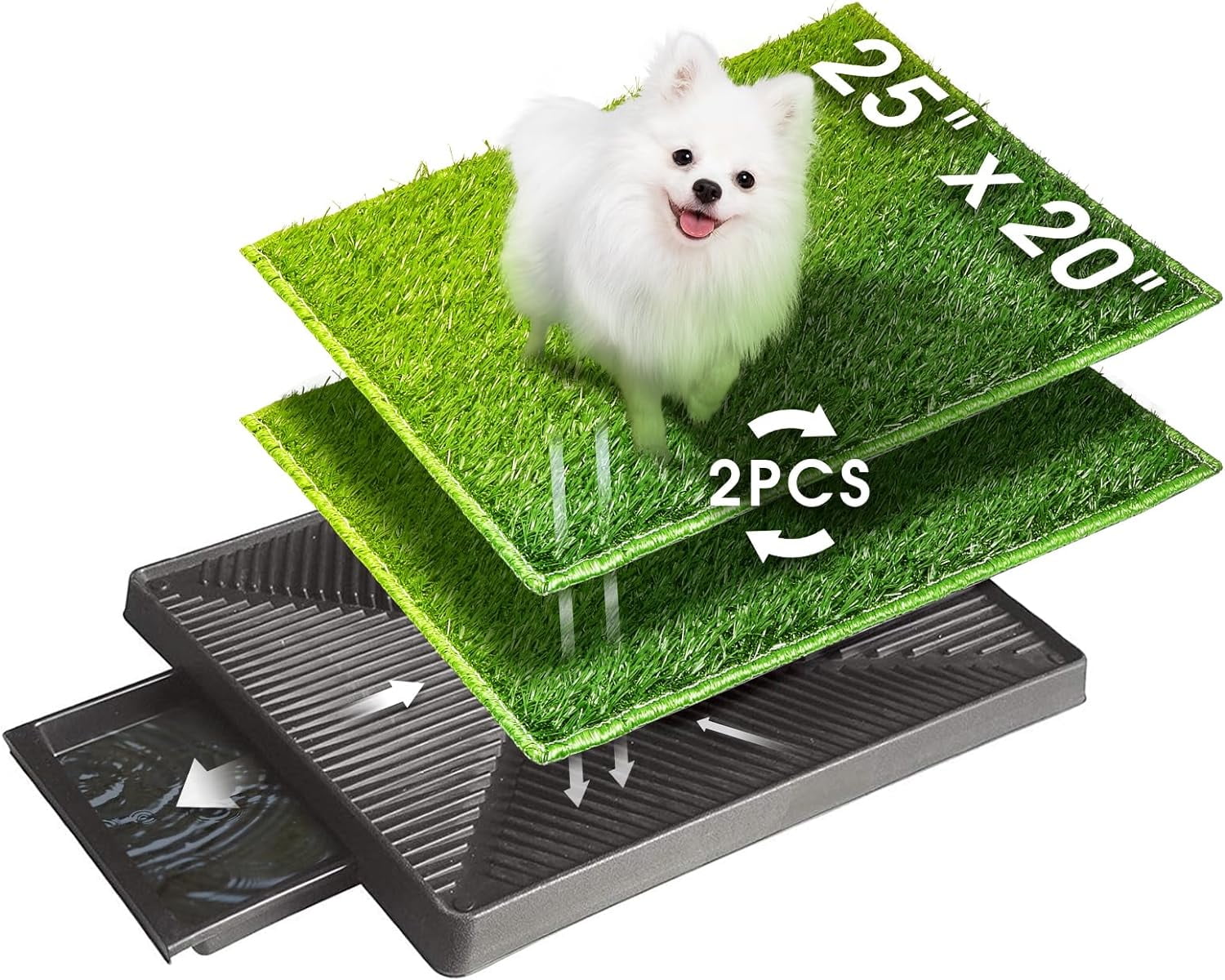 Dog Potty with Tray Large 30''x20'', 2 Artificial Grass Patch for ...