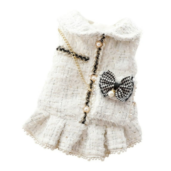 Dog Princess Dresses for Small Dogs Lolita Clothes Tweed Costume White ...
