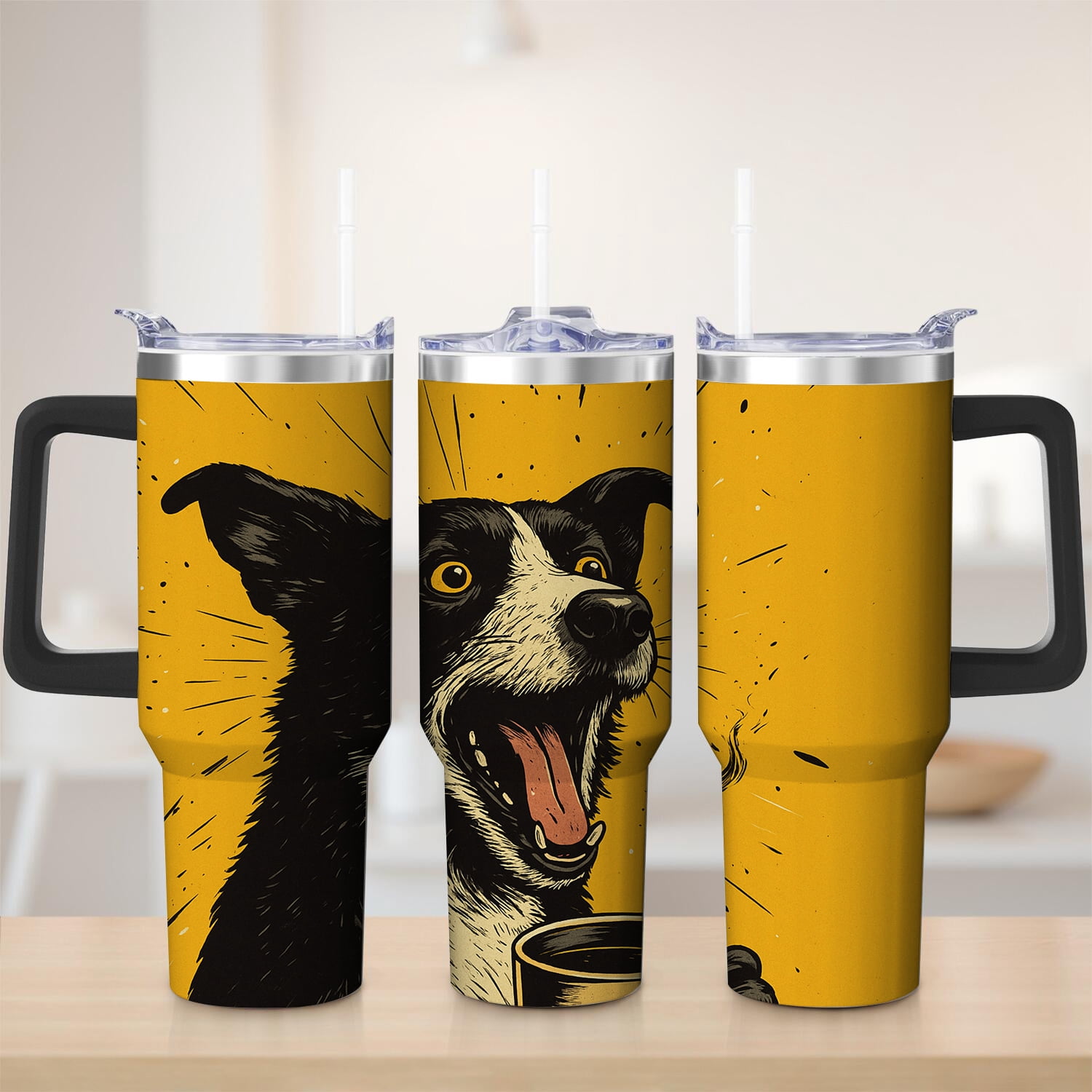 Dog Print Stainless Steel Insulation Mug with Lid and Handle, for mom ...