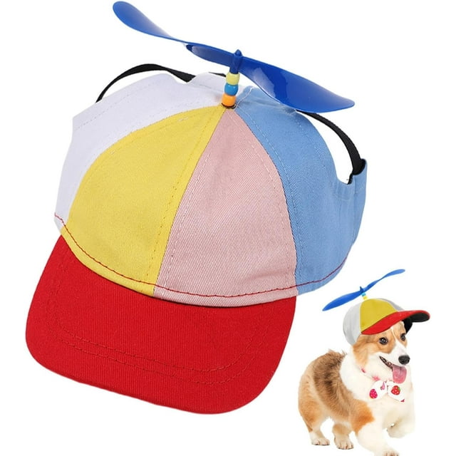 Dog Propeller Hat with Ear Holes – Rainbow Helicopter Top Funny Pet Cap ...