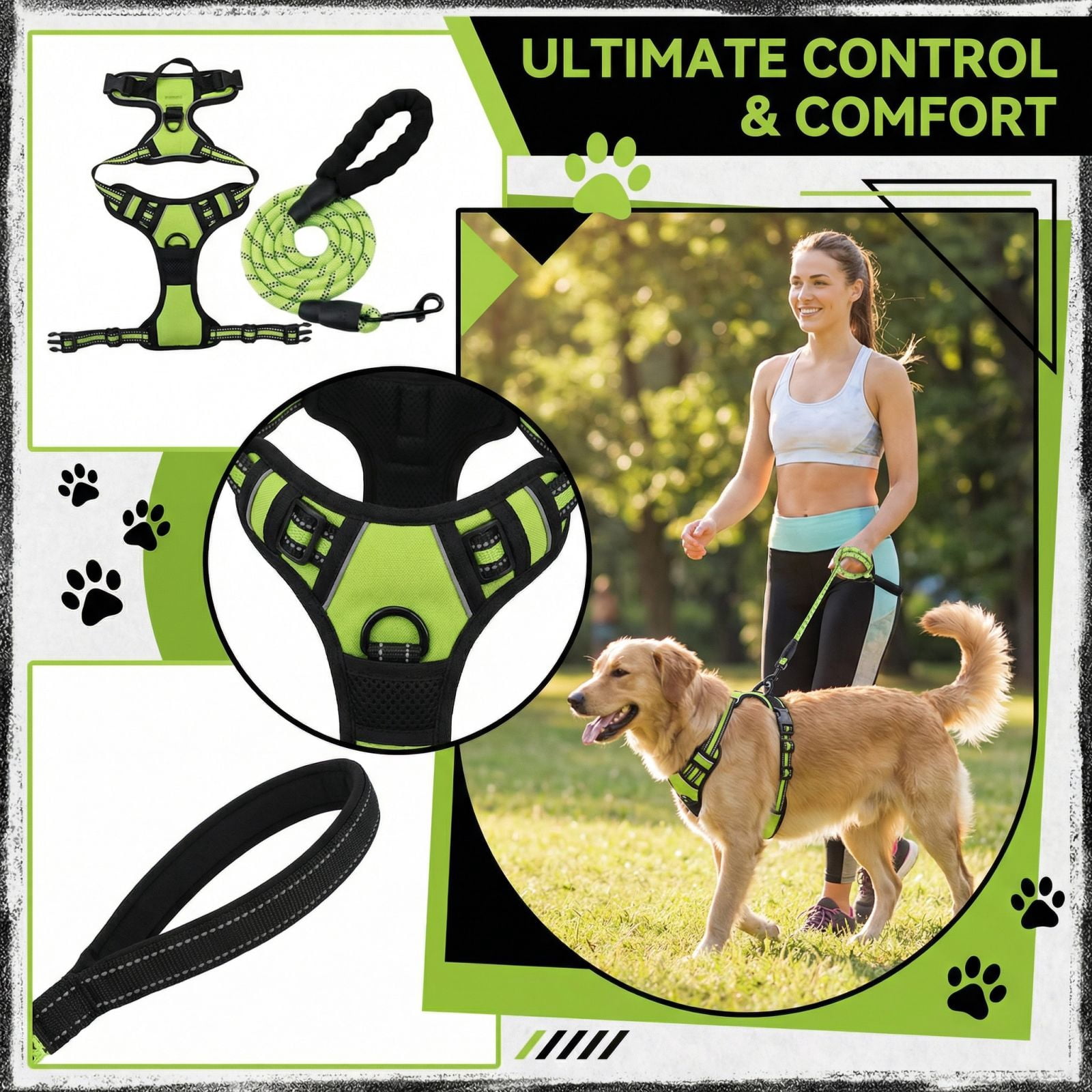 Dog No Pull Harness, Dog Harness with Handle, Dog Walking Harness, Mesh ...