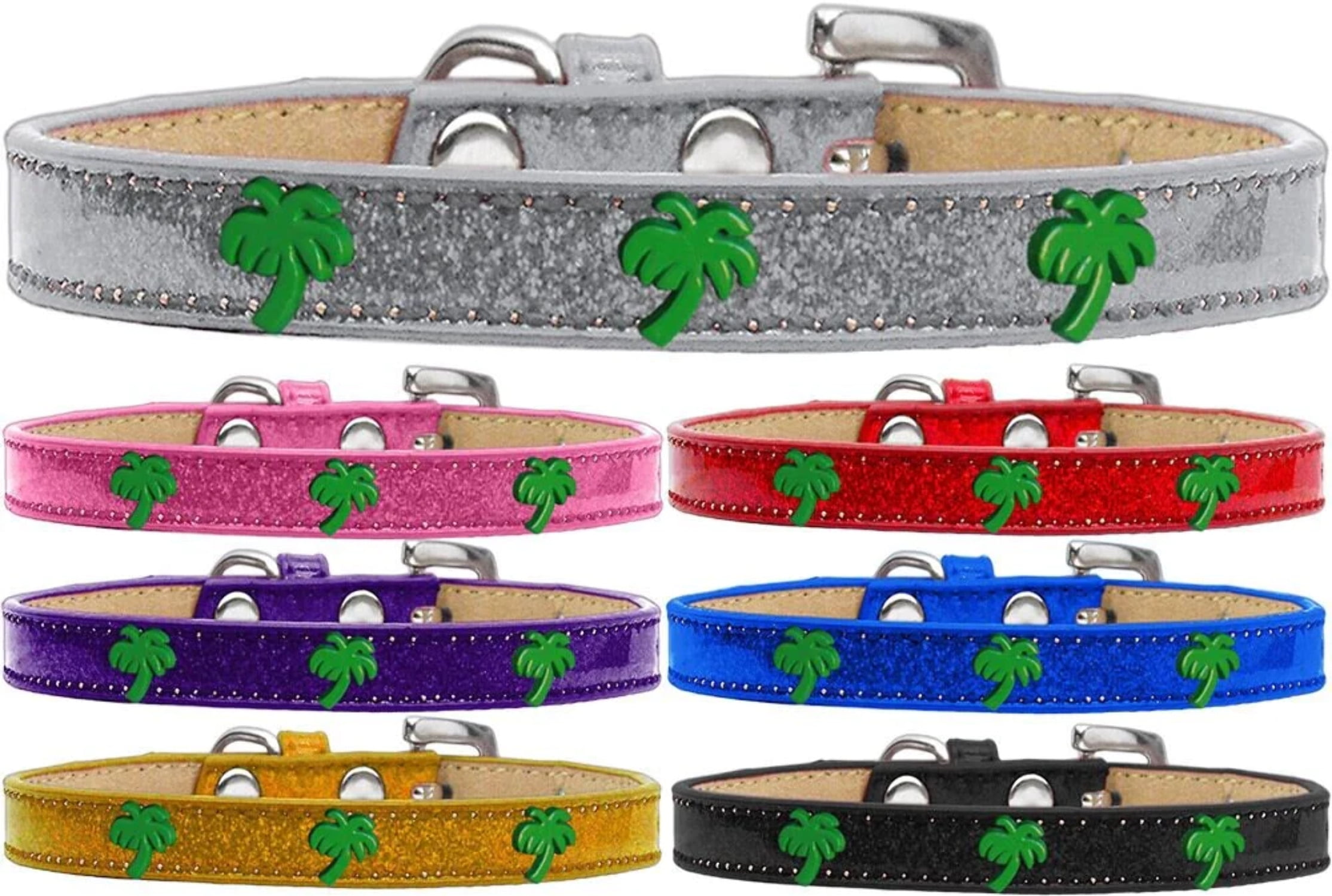 Mirage Pet Green Palm Tree Widget Dog Collar Black Ice Cream Size 10 ...