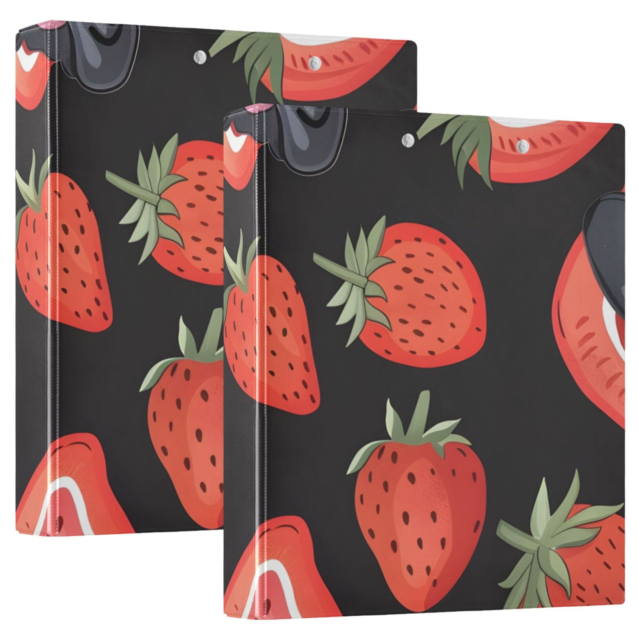 Dog Puppy Strawberries 3 Ring Binders 1.5 inch Hardcover File Folders ...