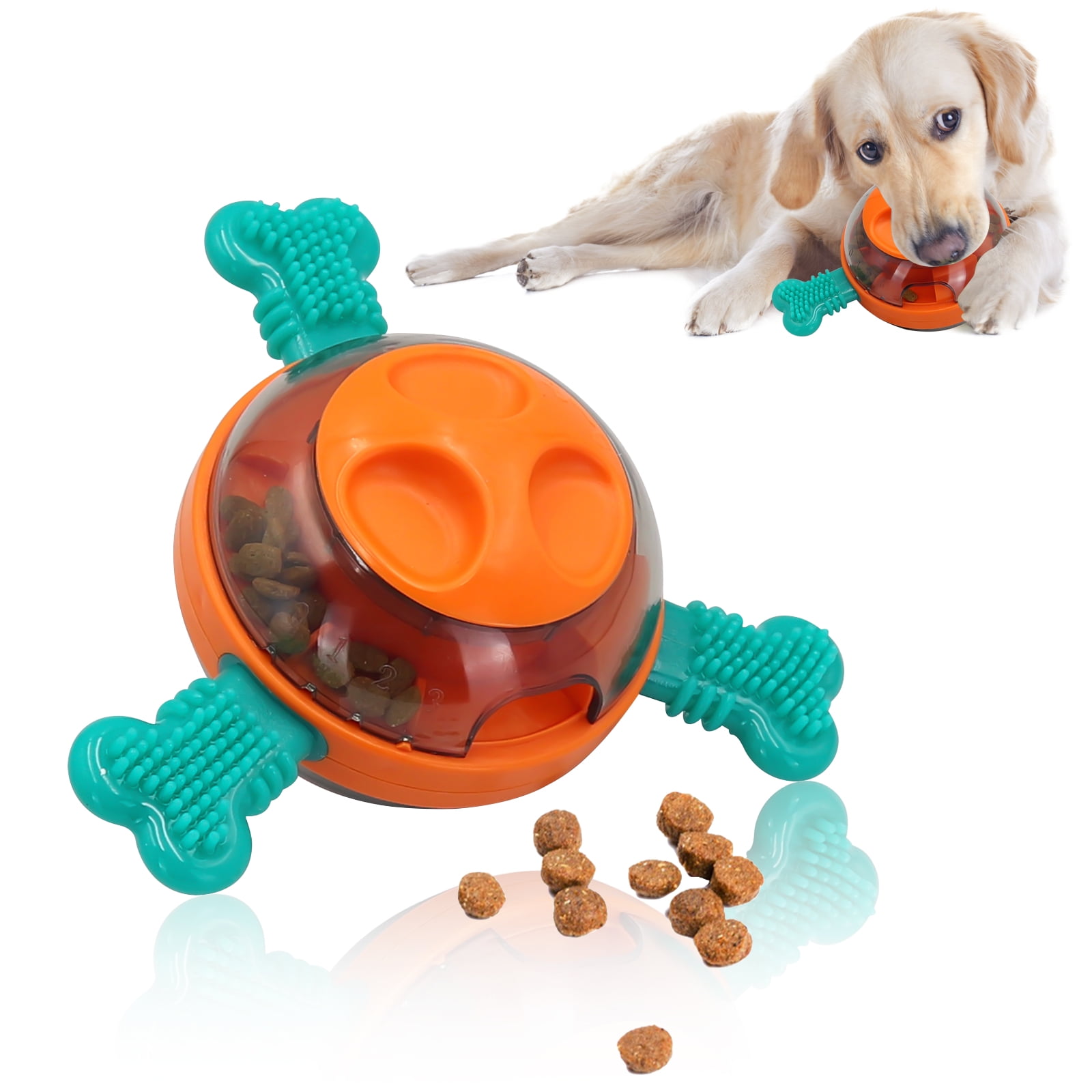 Dog Puzzle Chew Toys, Treat Dispensing Dog Toy with 3 Rubber Bones ...