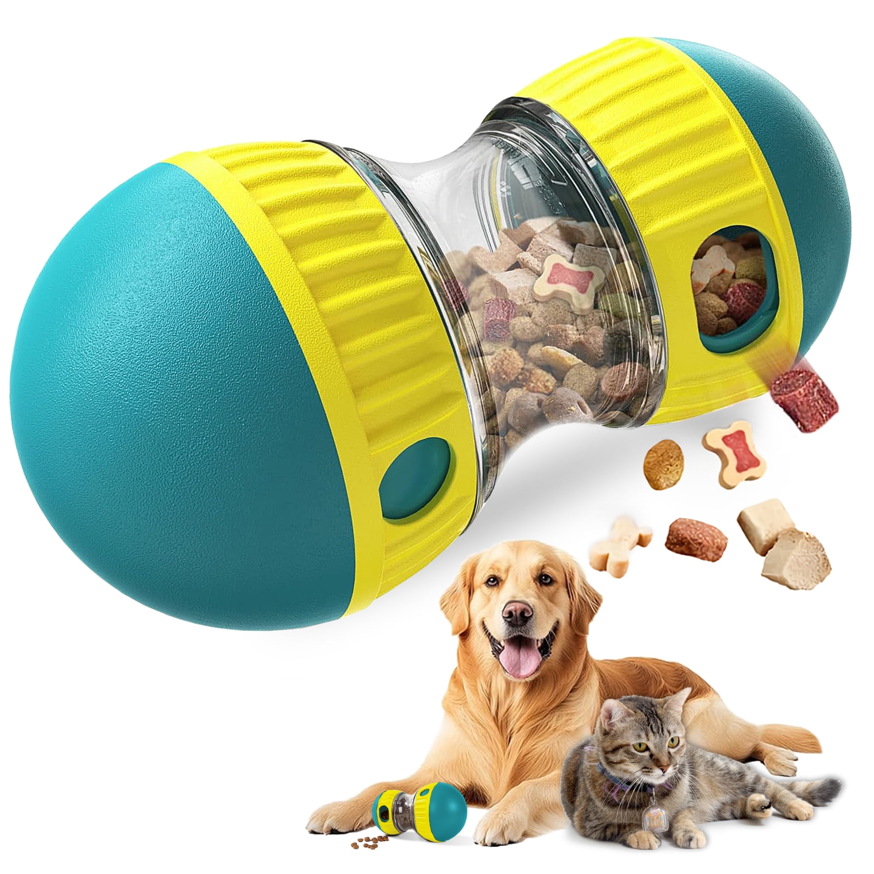 Dog Puzzle Toy, Adjustable Treat Dispensing Ball Food Dispenser Tough ...