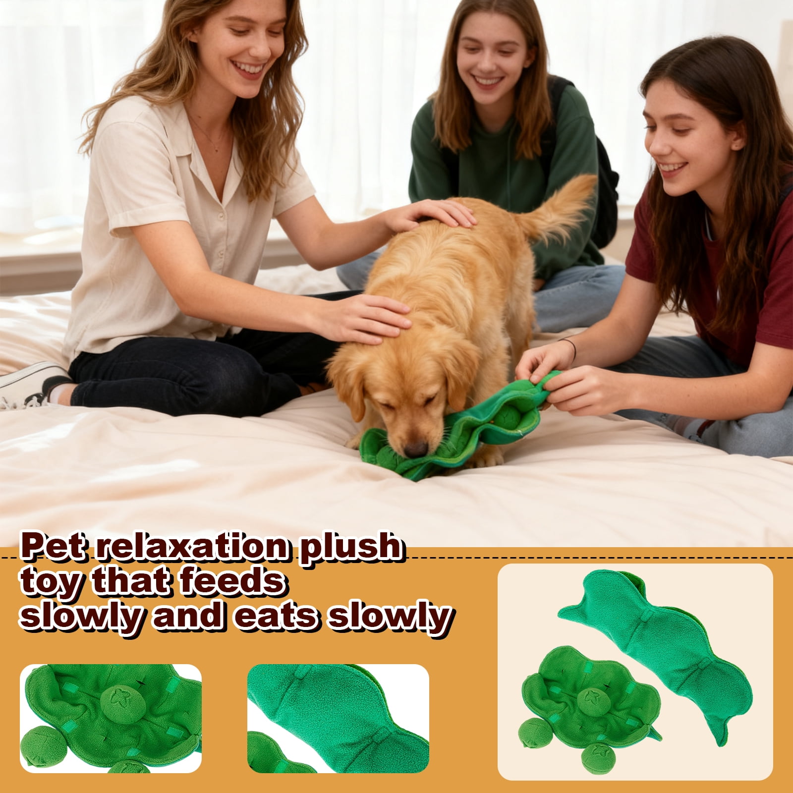 Dog Puzzle Toy, Cute Pea Pod Slow Feeder for Impulsive Bored Dog, Snack ...