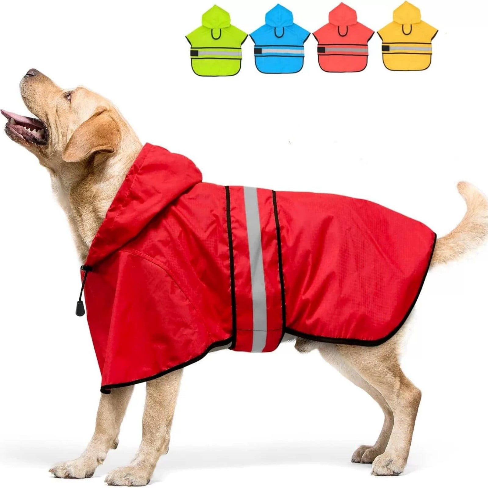 Dog Raincoat - Reflective Waterproof Dog Rain Jacket with Hoodie ...