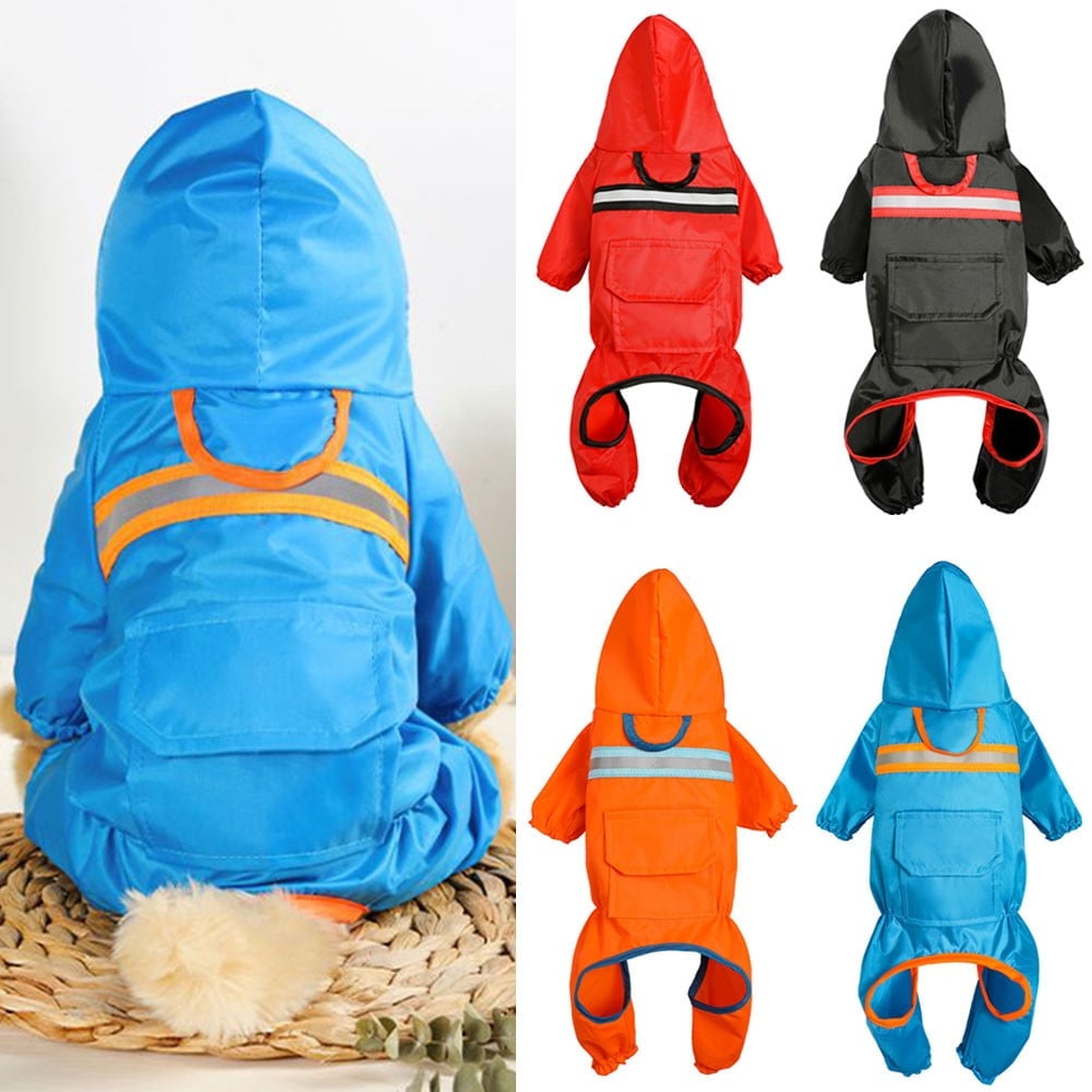 Dog Raincoat Waterproof Pets Rain Jacket Reflective Straps Rain Poncho ...