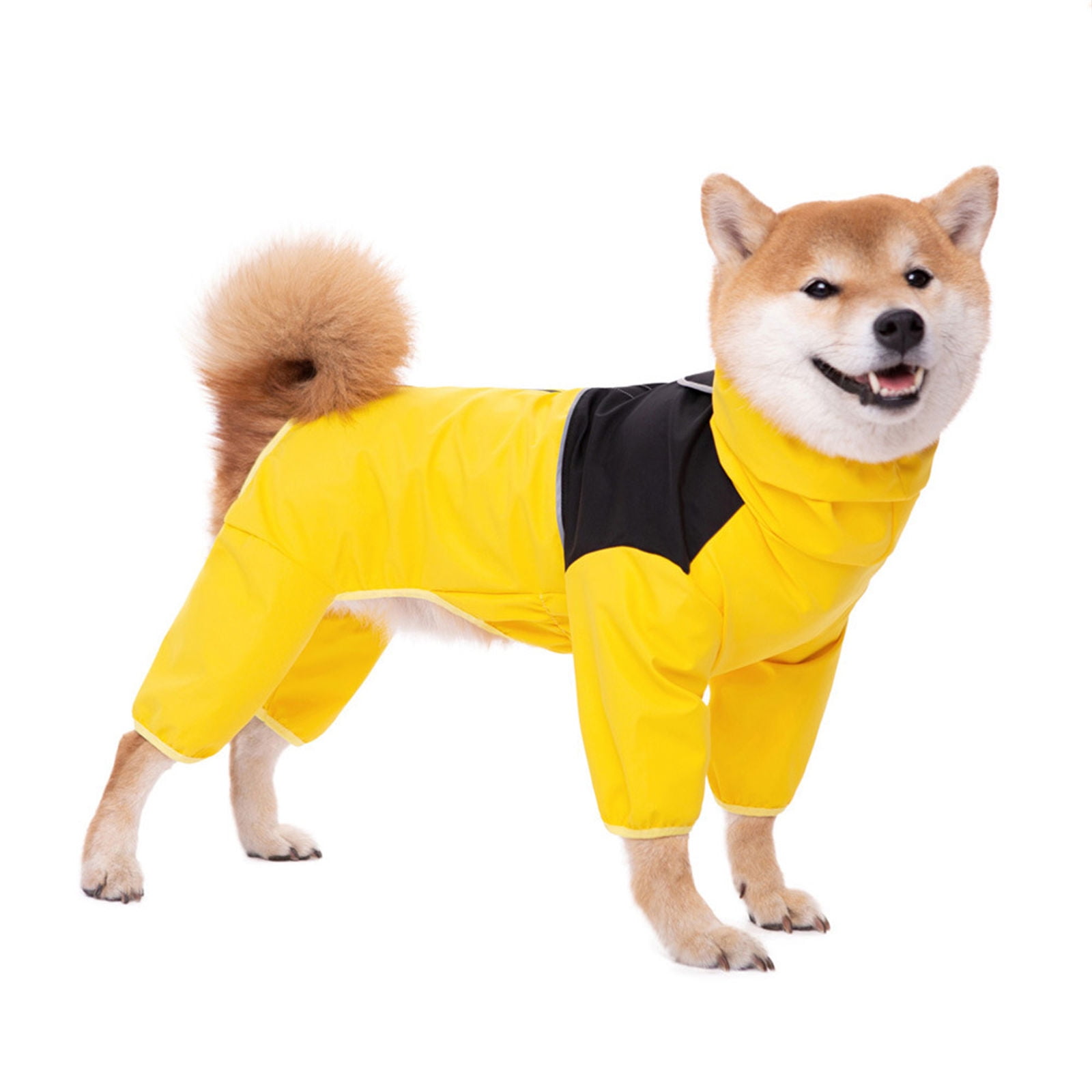 Dog Raincoats Waterproof Jumpsuits With Reflective Stripes And 4 Legs ...