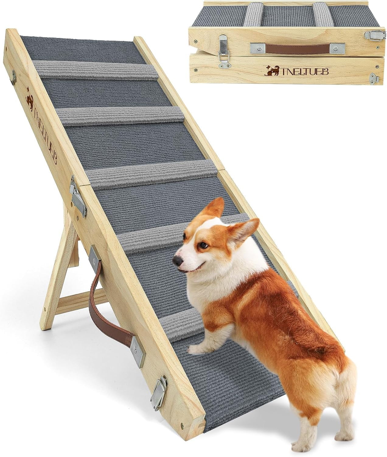 Dog Ramp Adjustable, Folding Wooden Portable Pet Ramp,32.68" Long and 4 ...