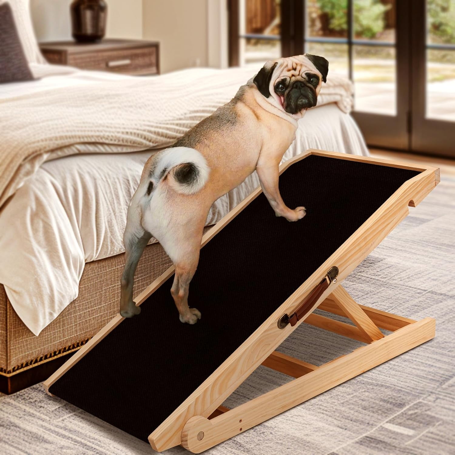 Dog Ramp for Bed, Adjustable Pet Ramps for Dog to Get on Bed, Non-Slip ...
