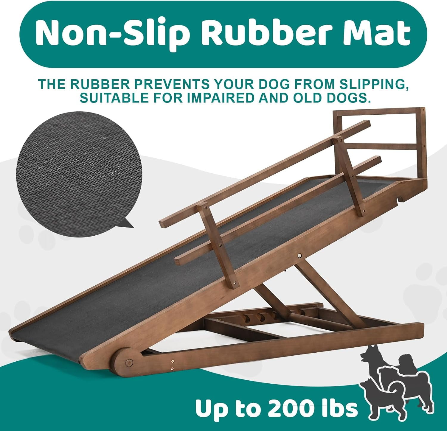 Dog Ramp for Bed, Adjustable Pet Ramps for Dog to Get on Bed, Non-Slip ...