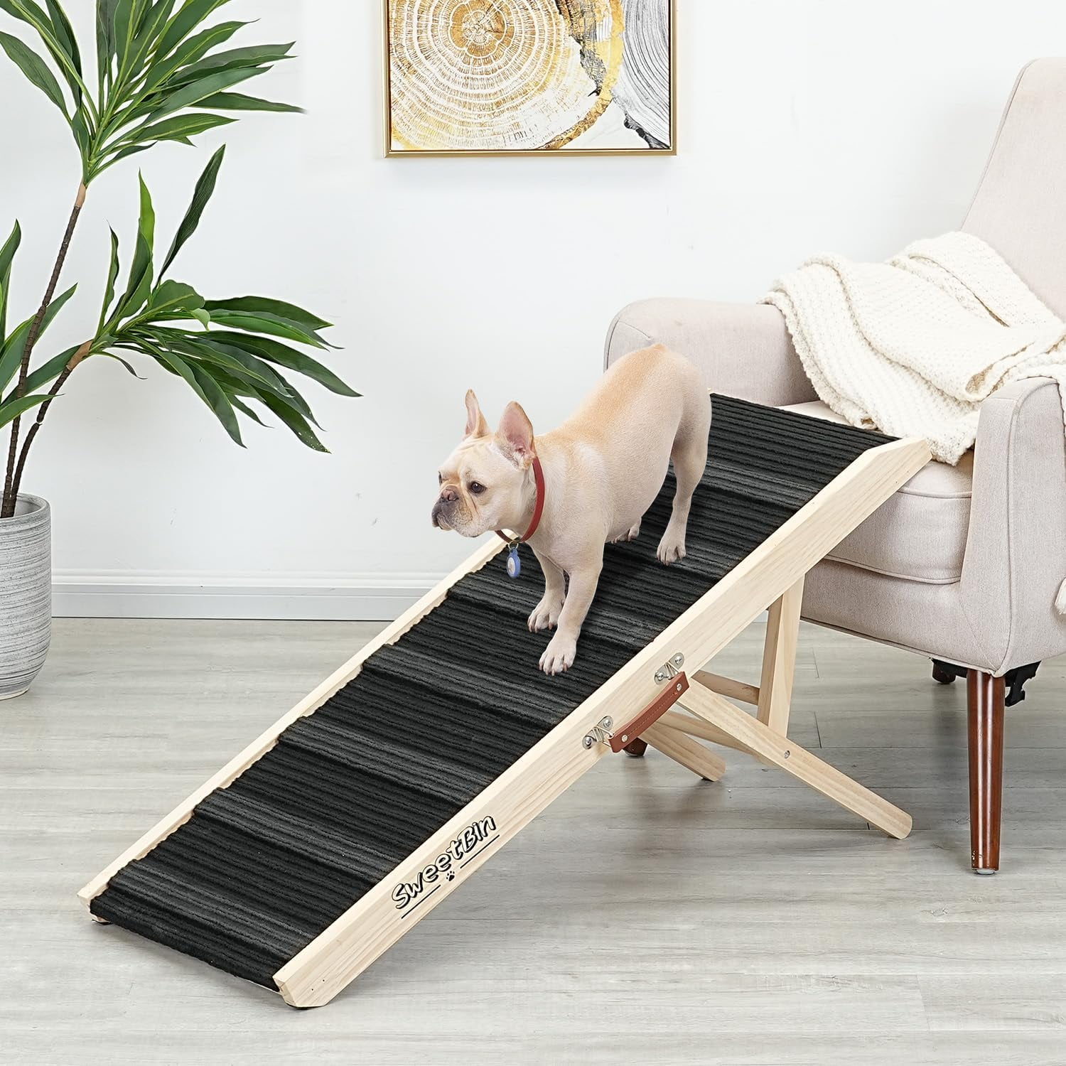 Dog Ramp for Bed - Non-Slip, Sturdy Build Foldable Dog ramp - 39" Long ...