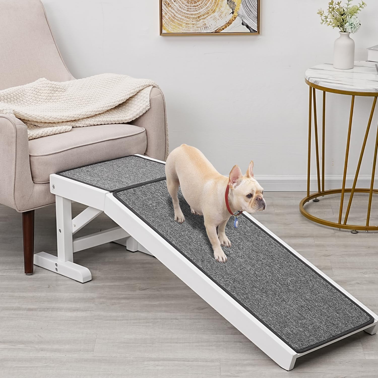 Dog Ramp for Bed - Pet Ramp for Dogs with Non-Slip Carpet and Top ...