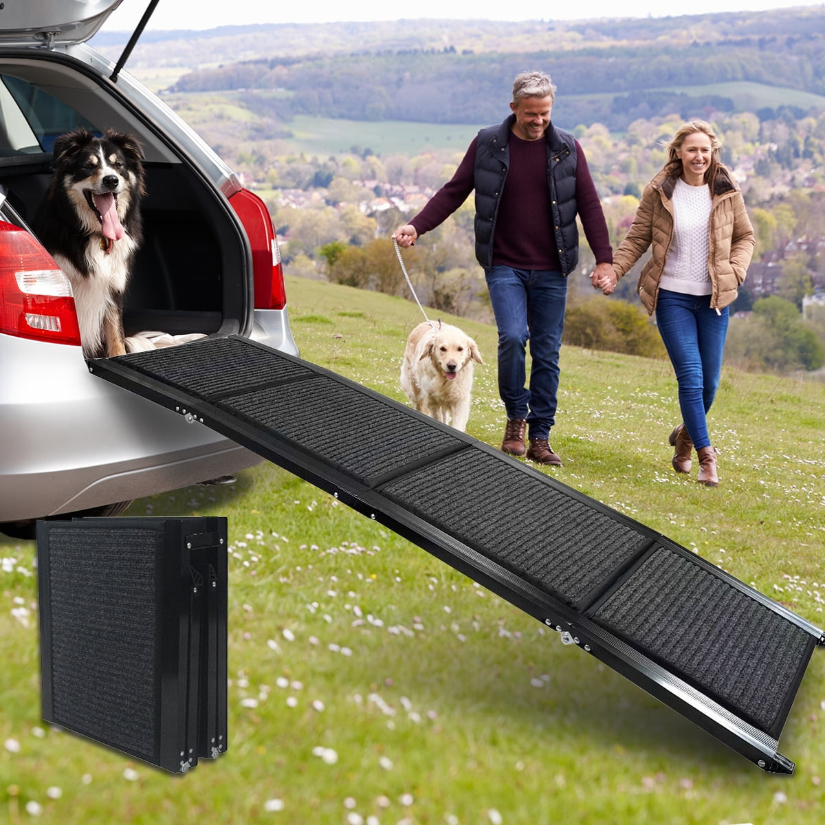 Dog Ramp for Car, 4-fold Portable Pet Ramp Dog Ramps For Large Dogs, 71 ...