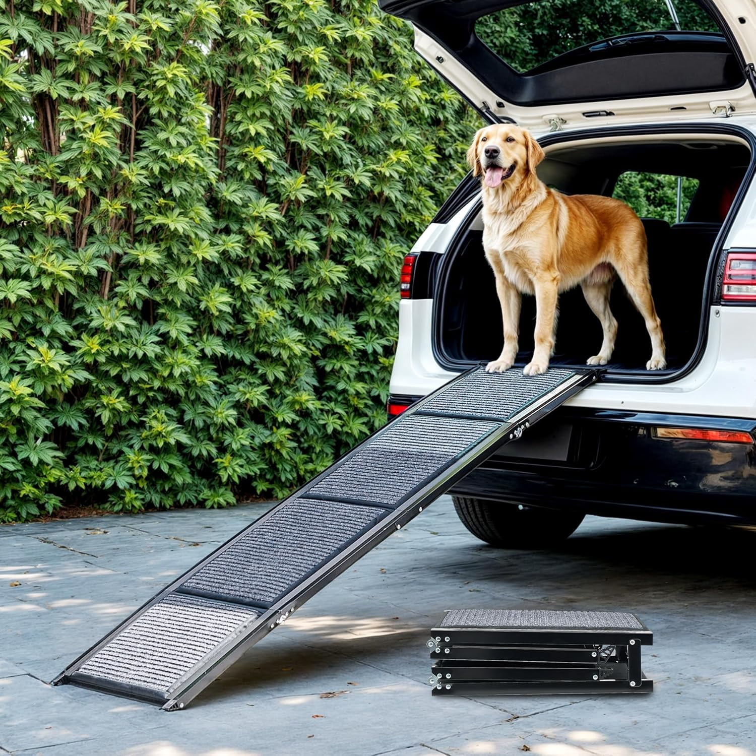 Dog Ramp for Car, 63" Folding Pet Ramp for Large Dogs up to 200 lb, 17 ...