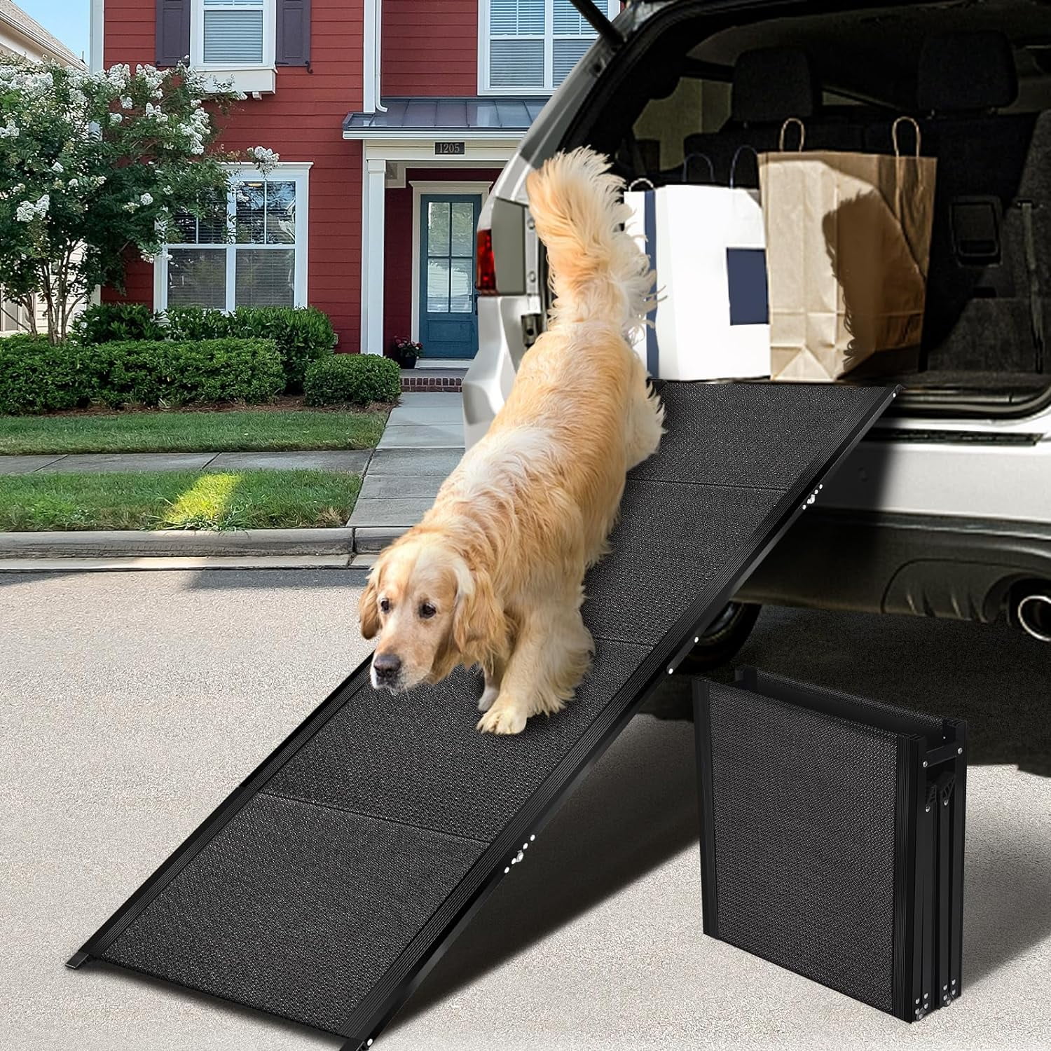 Dog Ramp for Car, 63”L*17.3”W Portable Folding Pet Ramps for Small ...