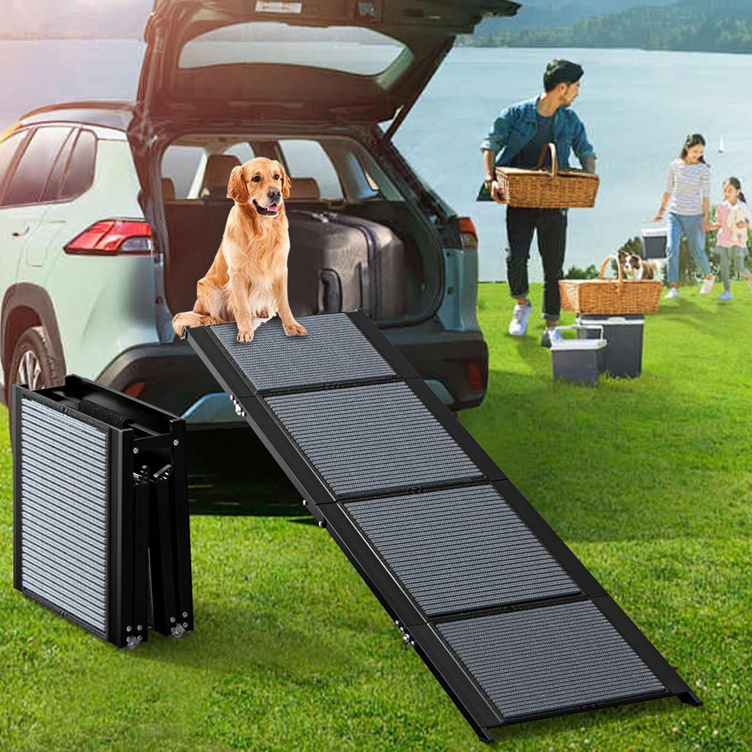 Dog Ramp for Car, 71" Extra Long & 17" Wide Pet Ramp, Portable Foldable ...