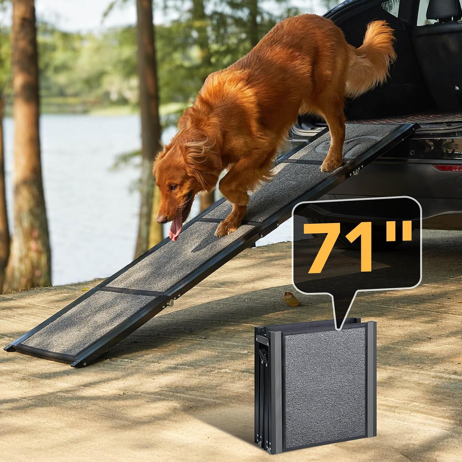 Dog Ramp for Car 71'' X-Long & 17.2" Wide Folding Pet Ramp Dog Ramps ...