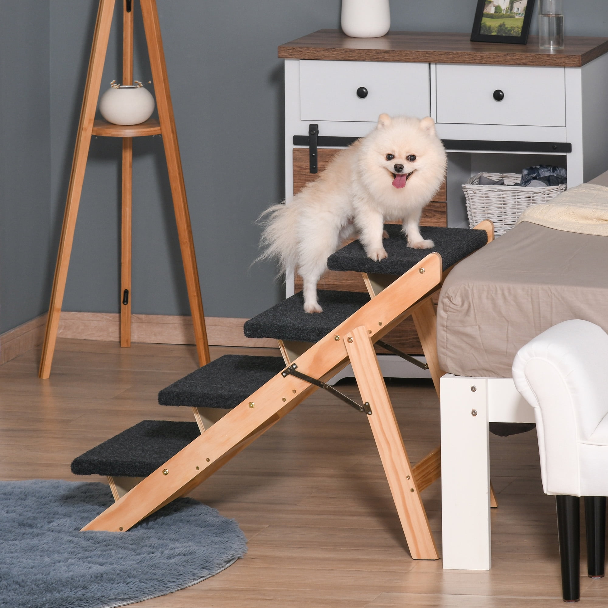 Dog Ramp - Cat and Dog Stairs With Soft Carpet Steps - Walmart.com