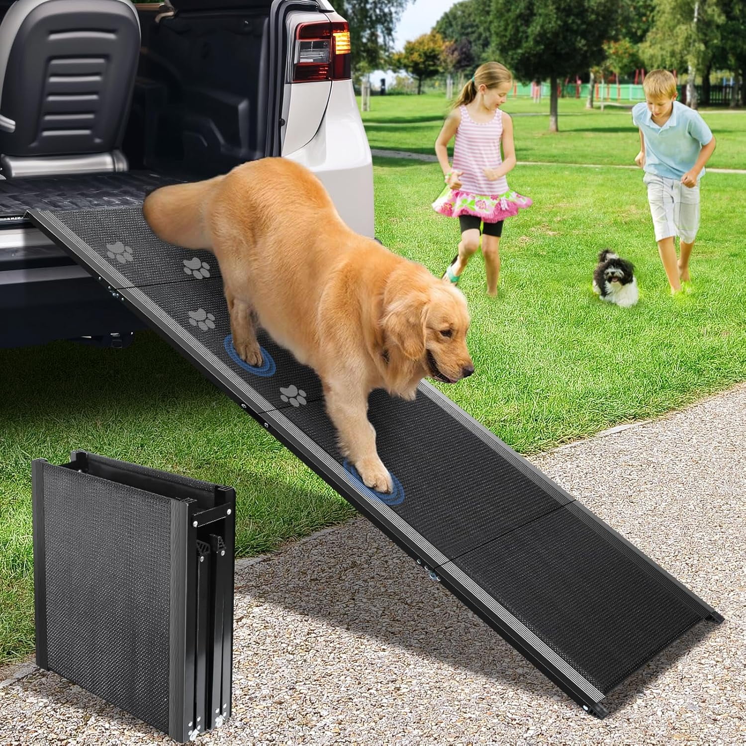 Dog Ramp, Dog Ramp for Car with Anti-Slip Surface, 63''x17.3'' Folding ...