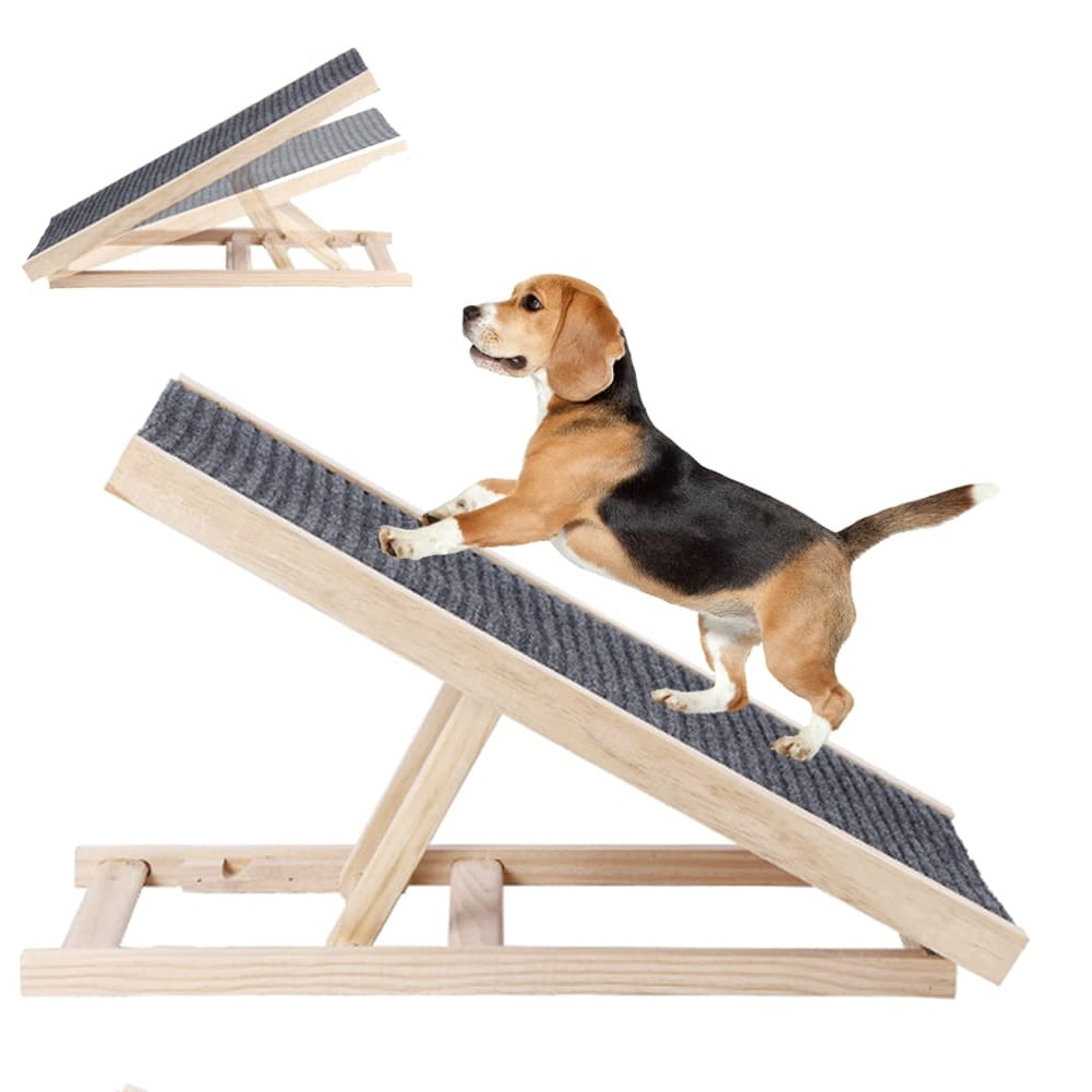 Dog Ramp, Pet Wooden Ramp with Adjustable Height from 11.8” to 15.7 ...